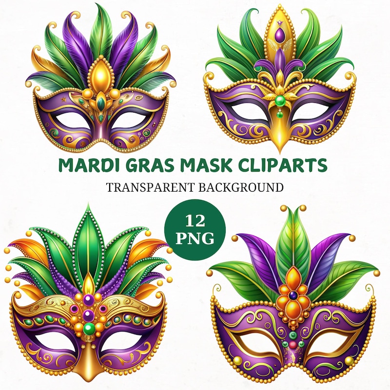 Mardi Gras Masks Png Clipart - Etsy
