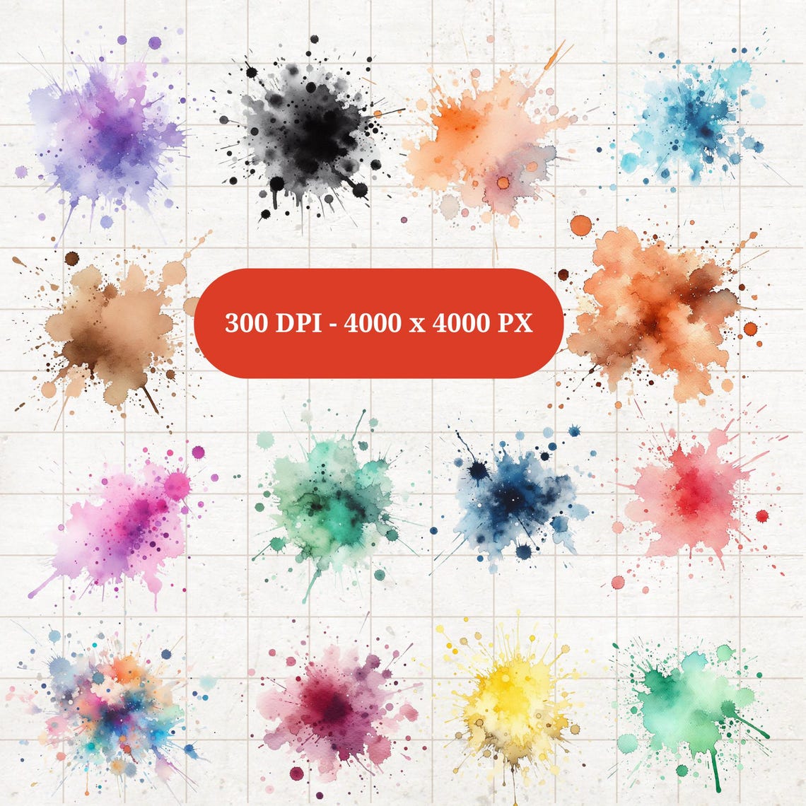 35 Pastel Watercolor Alcohol Ink Splash Clipart Bundle, Paint Splatter ...