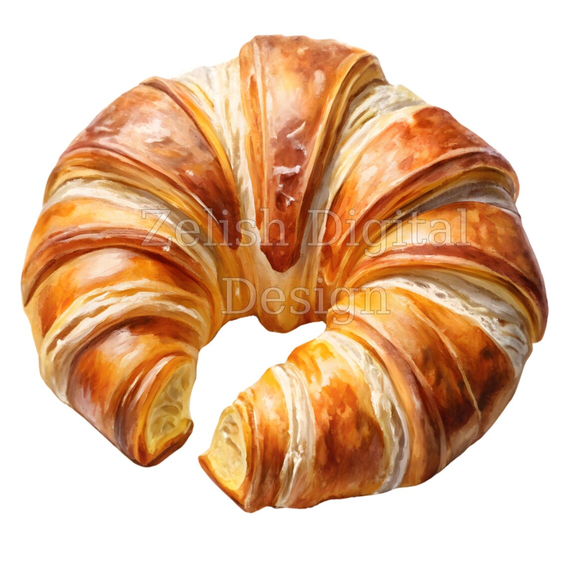 Watercolor Croissant Clipart Set: Bakery Illustrations (instant ...