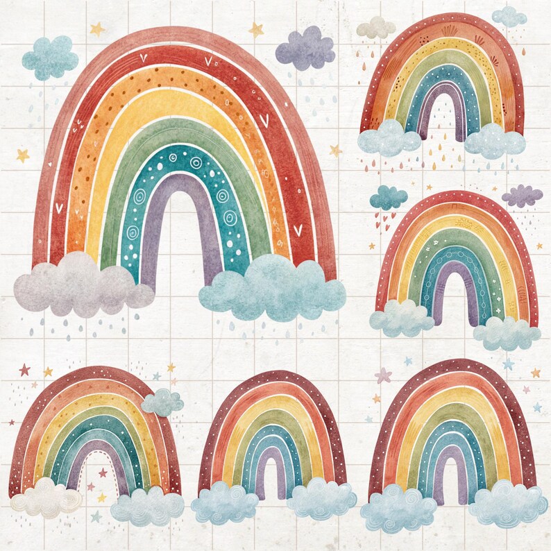 Watercolor Rainbow Clipart, Nursery Rainbow, Digital Download, Paper ...
