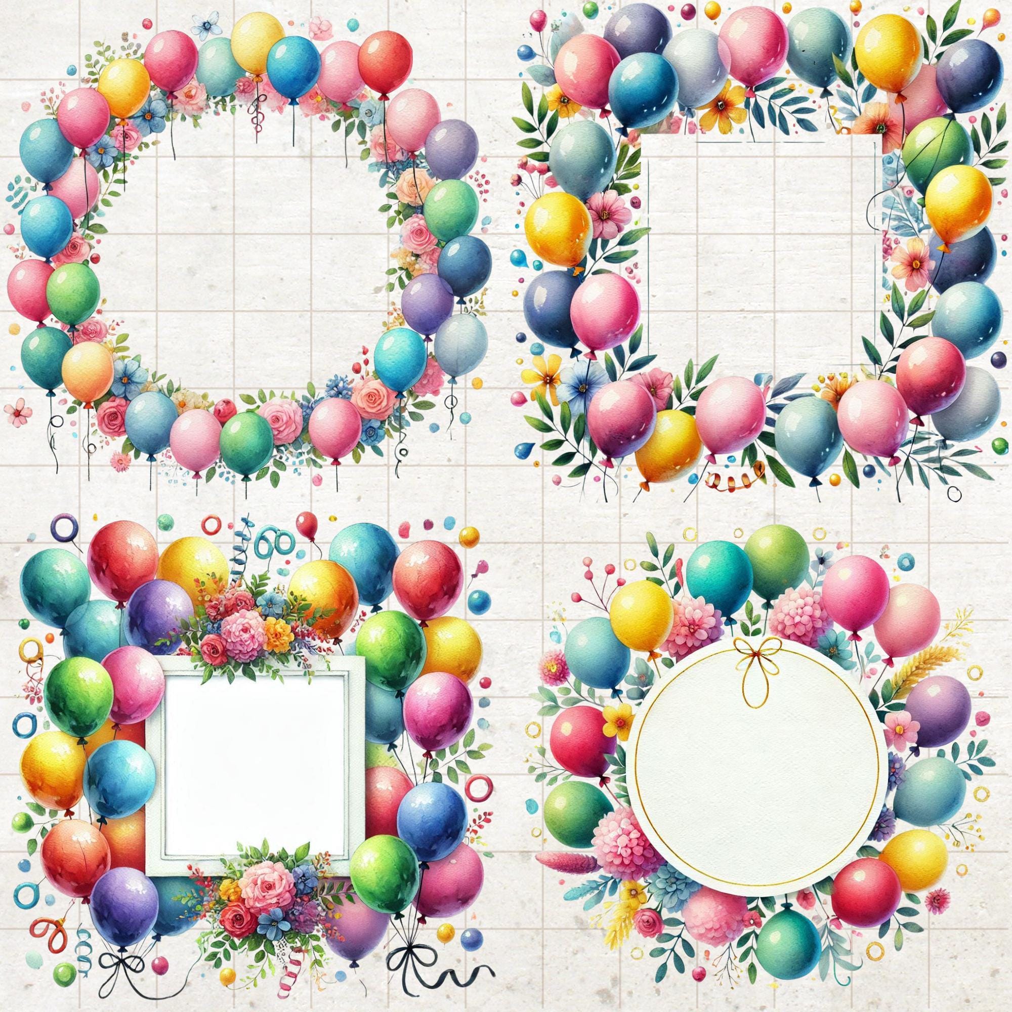 Watercolor Birthday Party Frames Cliparts, 17 Transparent Background ...