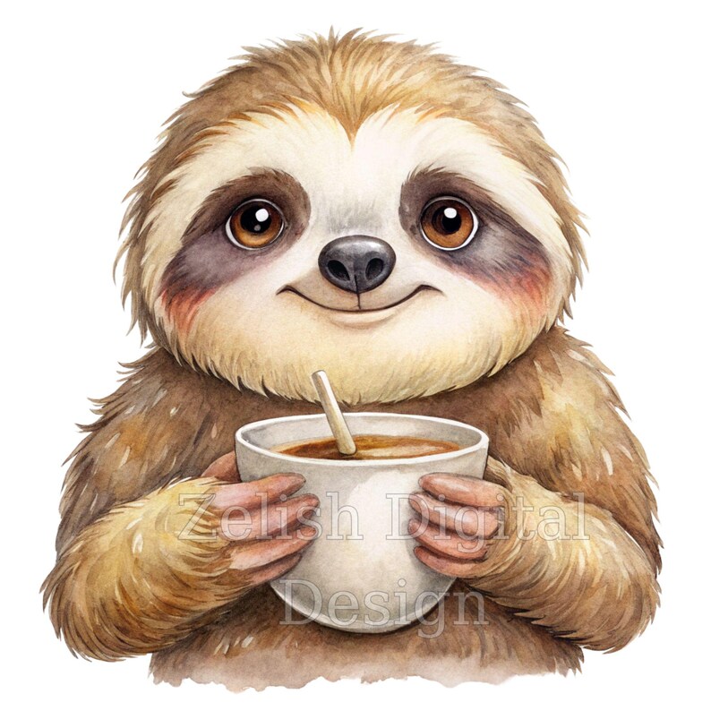 Watercolor Sloth Clipart Bundle: 10 JPG Animal Illustrations (digital ...