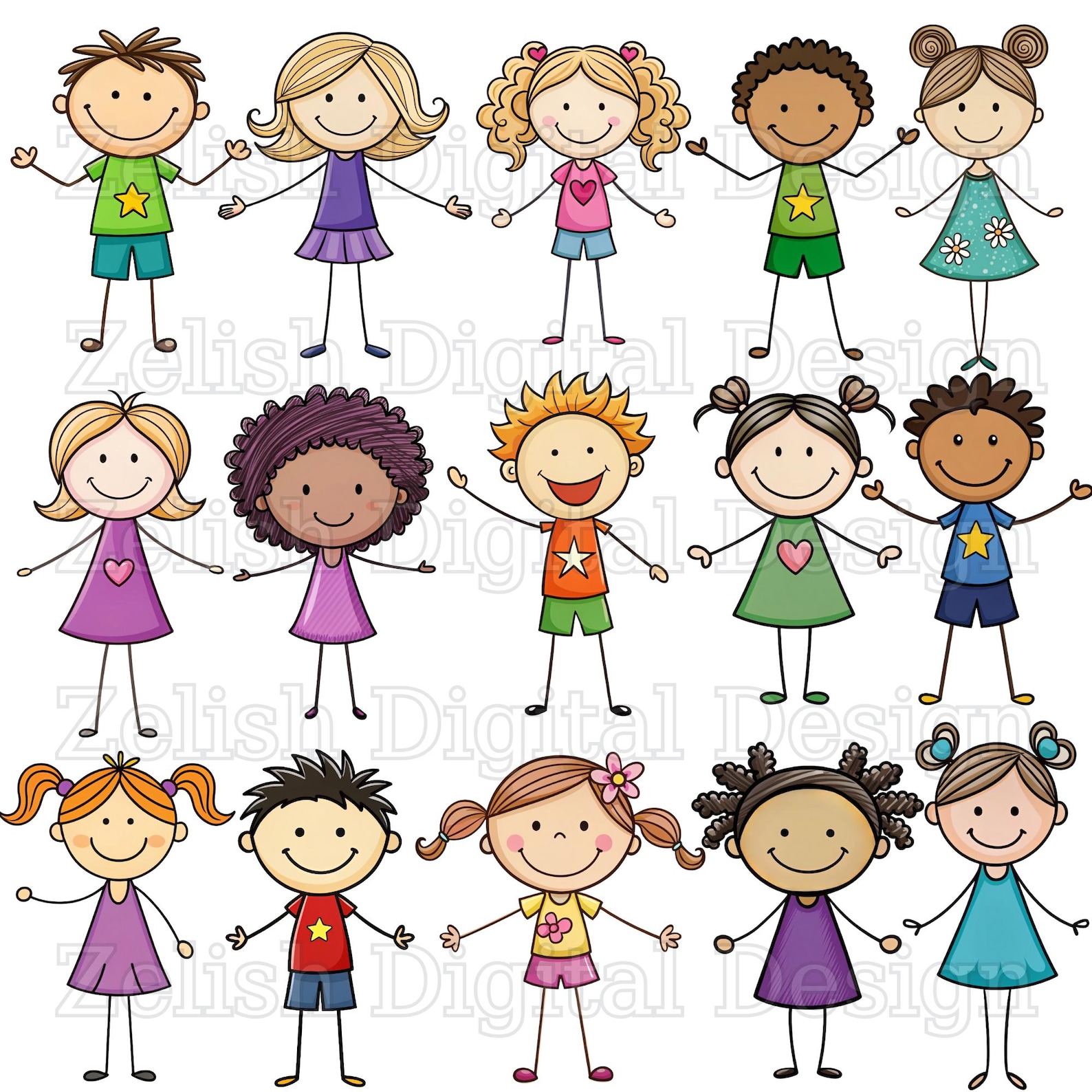 Stick Figures Clipart Bundle: Playful PNG Designs (digital Download) - Etsy