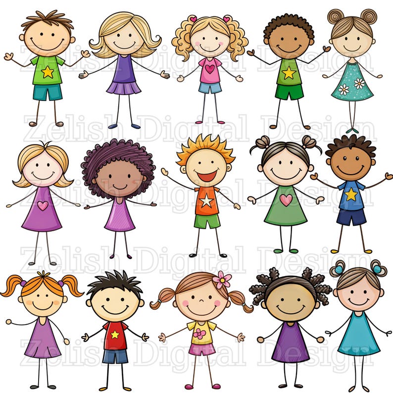 Stick Figures Clipart Bundle: Playful PNG Designs (digital Download) - Etsy