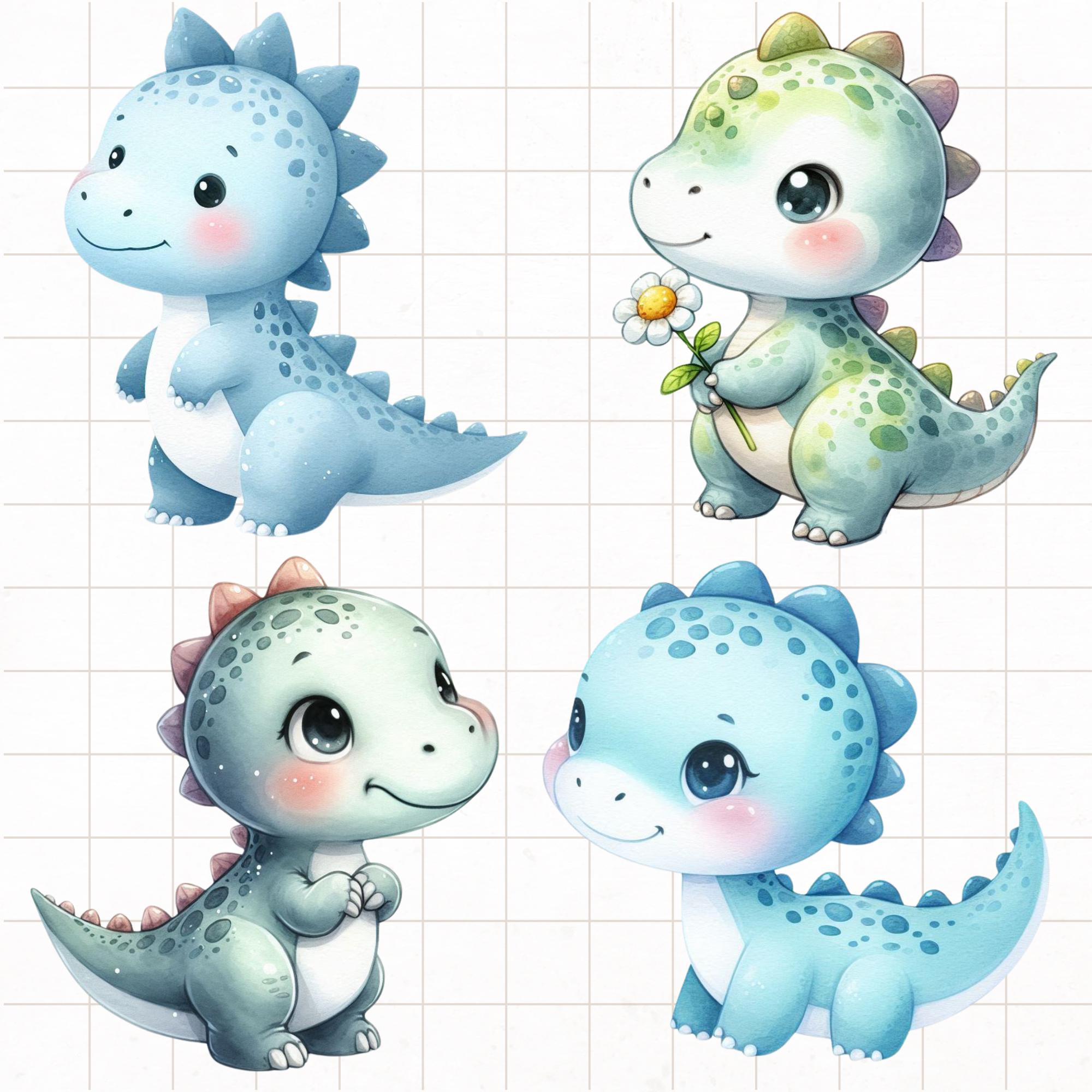Cute Baby Dinosaur Clipart Bundle, 14 Transparent Png Printable ...