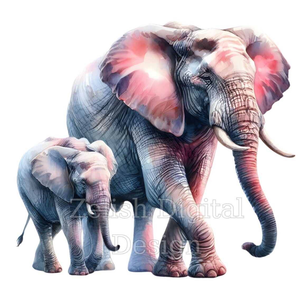Watercolor Elephant Clipart Bundle: Nursery Decor, Scrapbooking ...