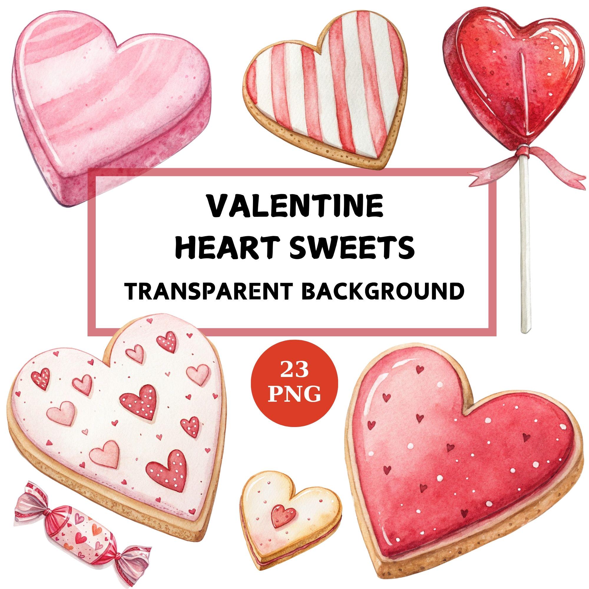 Watercolor Valentine Heart Sweets Cliparts: 23 Love Illustrations (PNG ...
