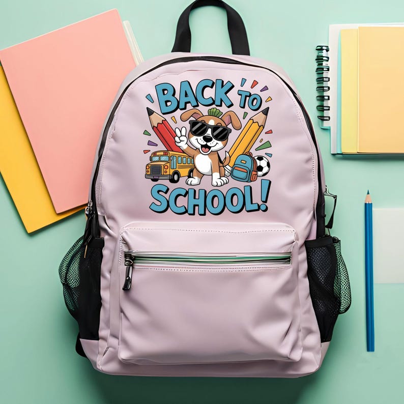 Back to School Dog Clipart: Cartoon PNG & JPG (instant Download) - Etsy