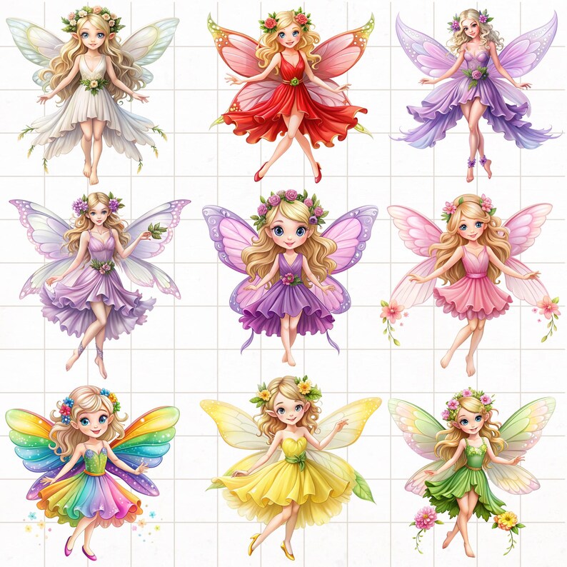 Spring Fairy Clipart Bundle, 20 Transparent Background Png, Spring ...
