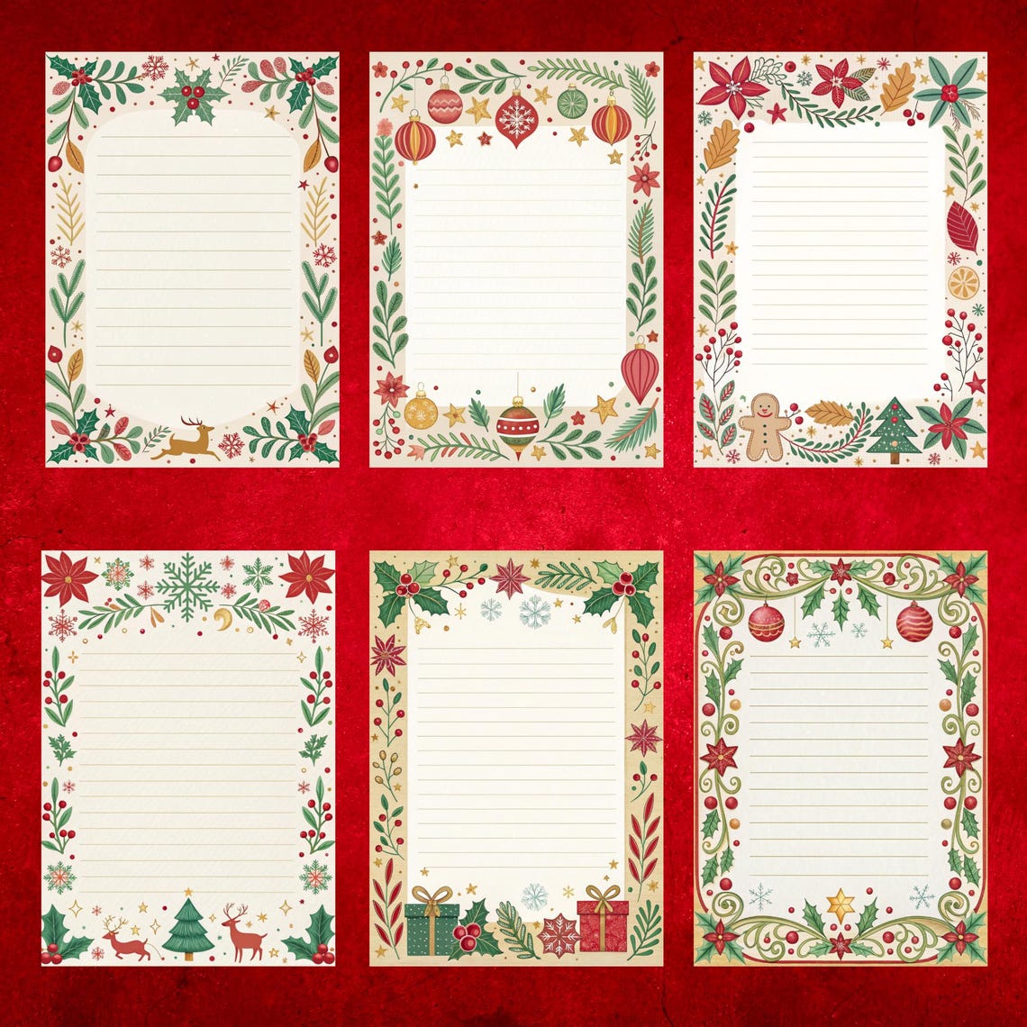 Printable Christmas Letter Templates, Christmas Letter Paper, 10 Letter ...