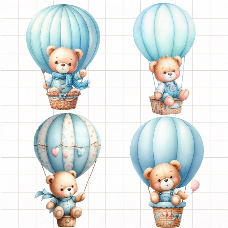 Blue Teddy Bear Cliparts, Watercolor Tedyy Bear Baby Shower Png, Baby ...