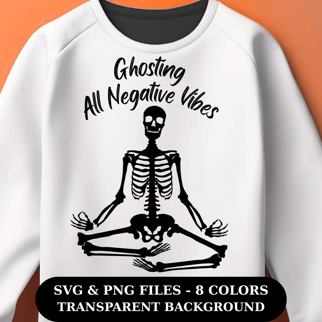 Halloween Skeleton Meditation SVG & PNG: 8 Colors Design, Digital ...