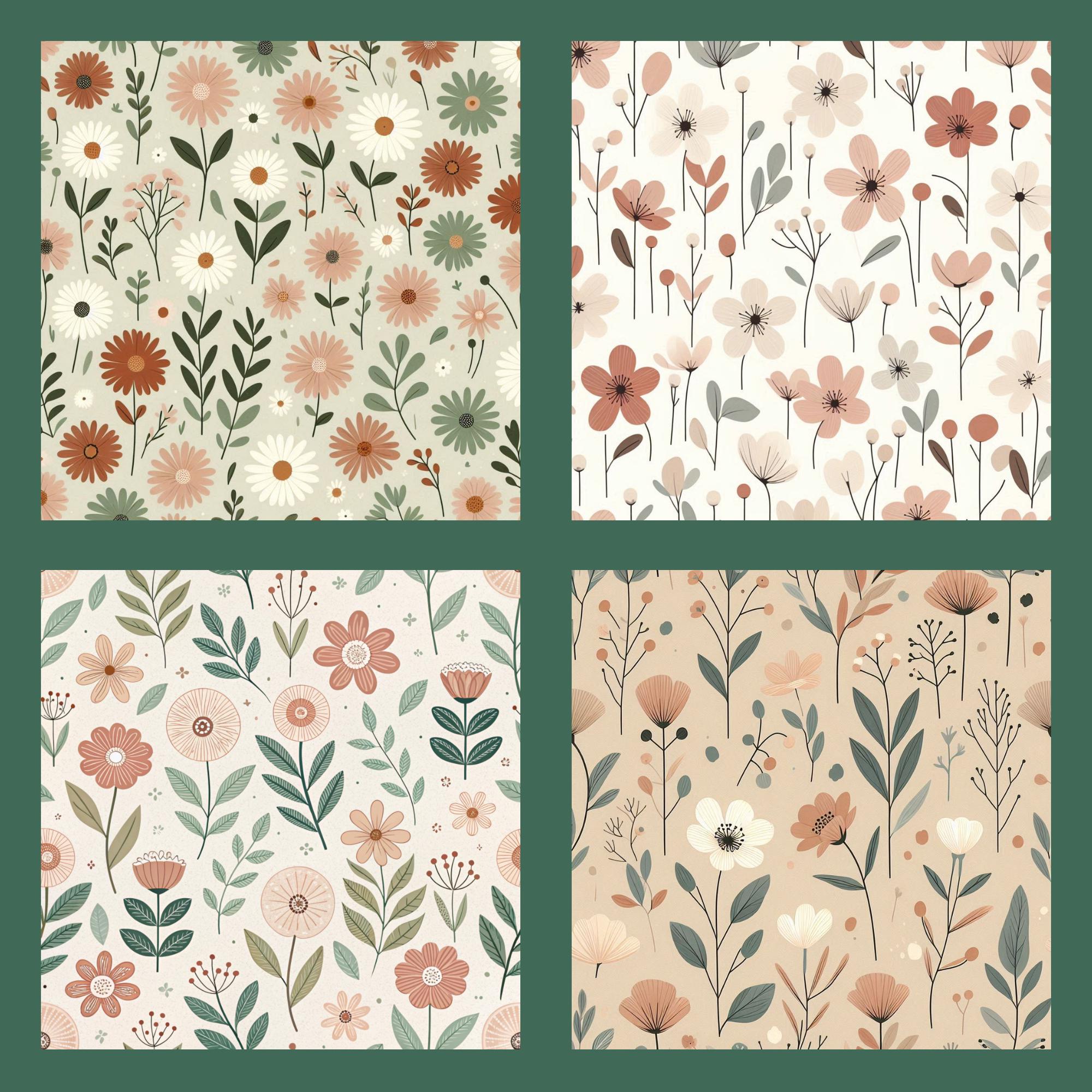 25 Boho Flowers Seamless Digital Paper Png, Floral Paper Printable ...