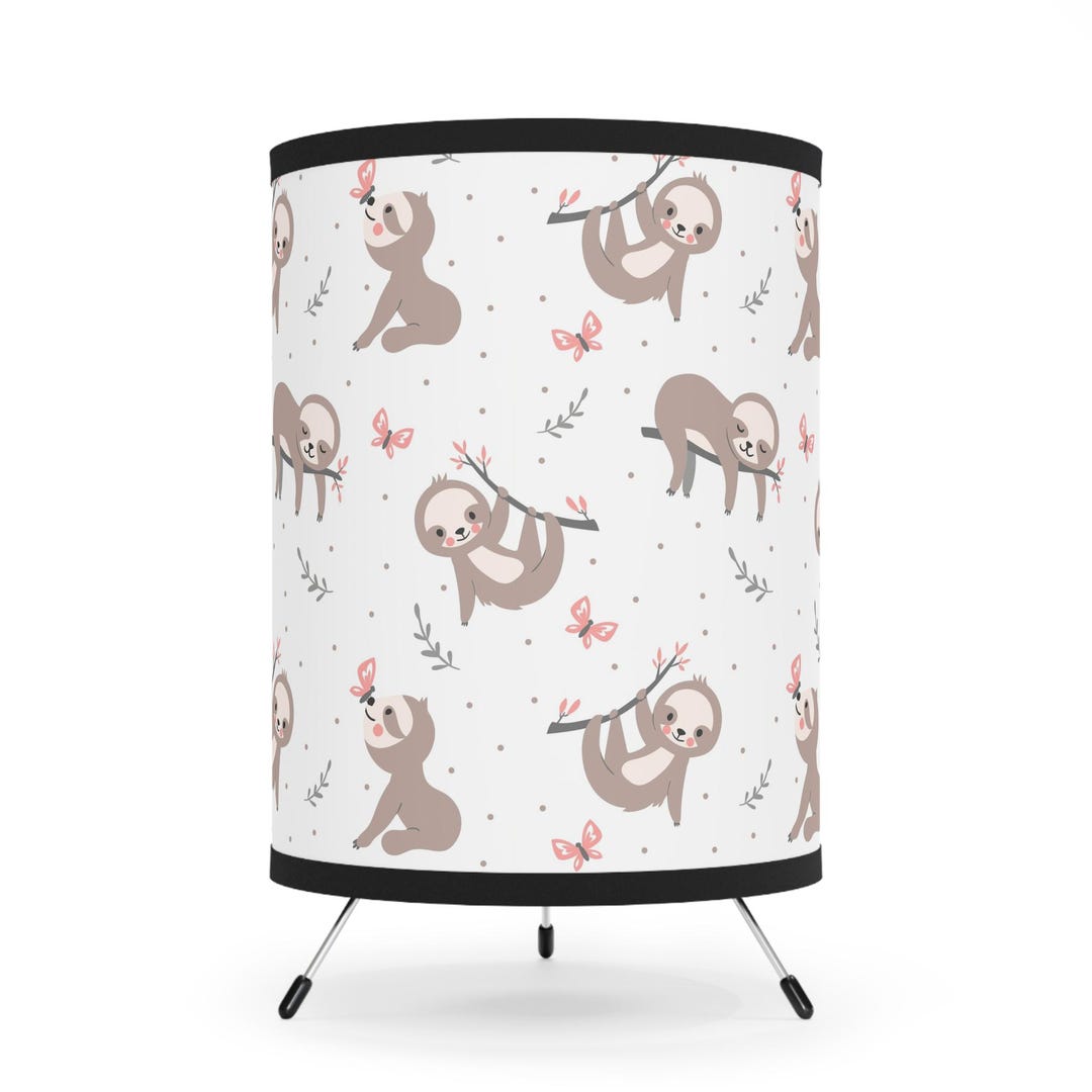 Whimsical Sloth Tripod Lamp High-res Printed Shade for Cozy Decor - Etsy