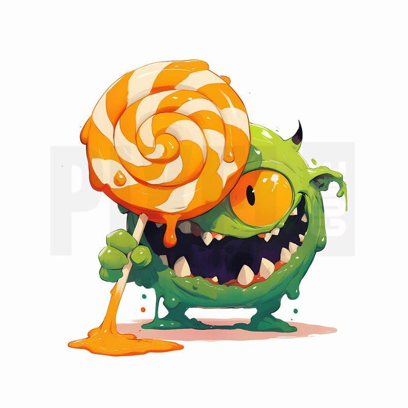 12 Quirky Green Gooey Monster Clipart, PNG, Slime Creature, Spooky ...