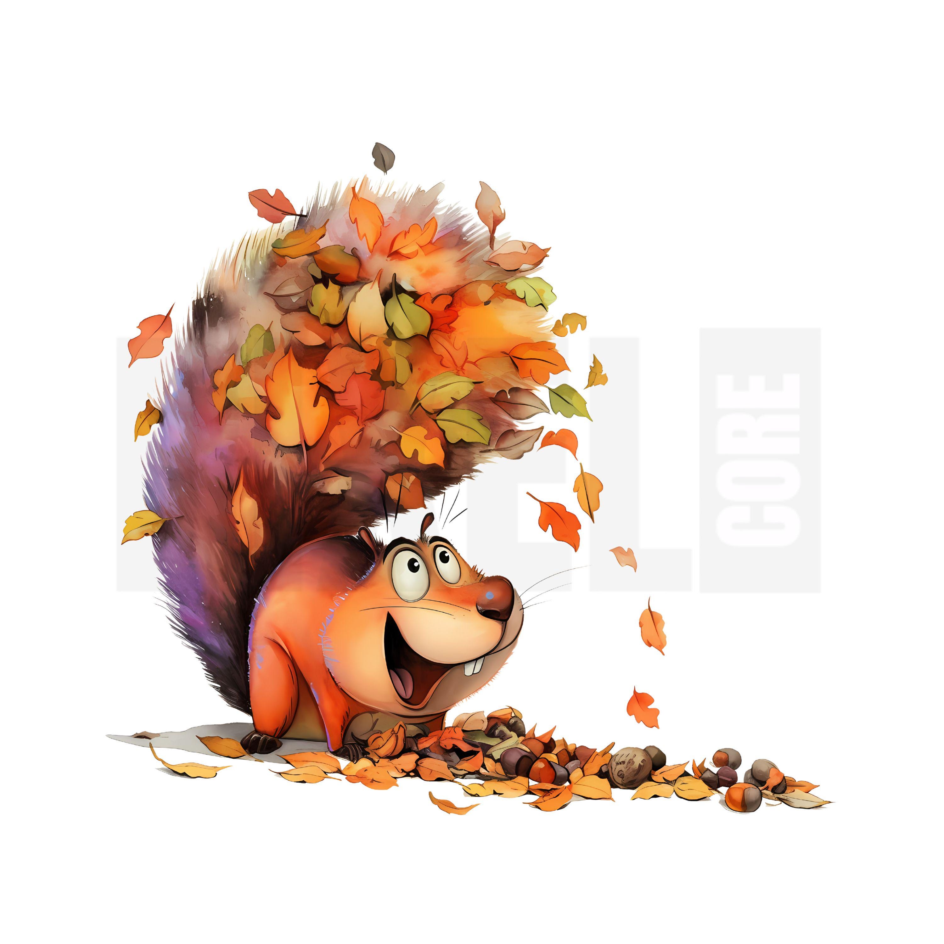 10 Quirky Autumn Squirrel Clipart, PNG, Cute Fall Storybook Animal ...