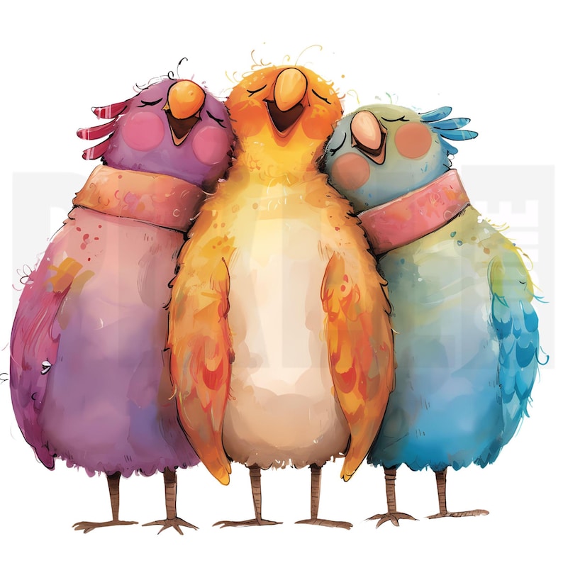 11 Quirky Birds Best Friend Clipart, PNG, Whimsical Cartoon Birds ...