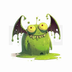 12 Quirky Green Gooey Monster Clipart, PNG, Slime Creature, Spooky ...