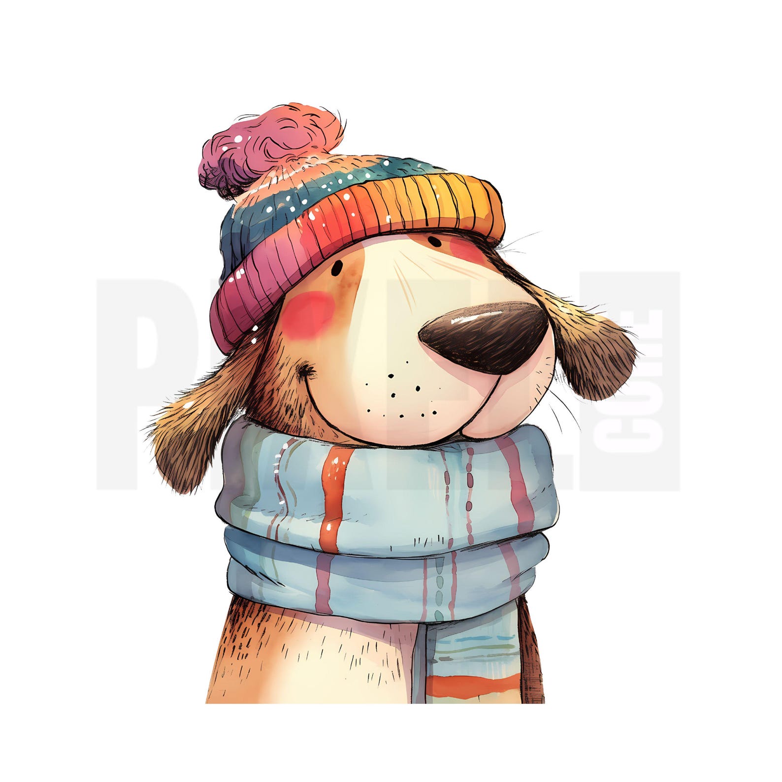 12 Quirky Winter Dog Clipart, PNG, Cozy Winter Holiday Puppy Art With ...