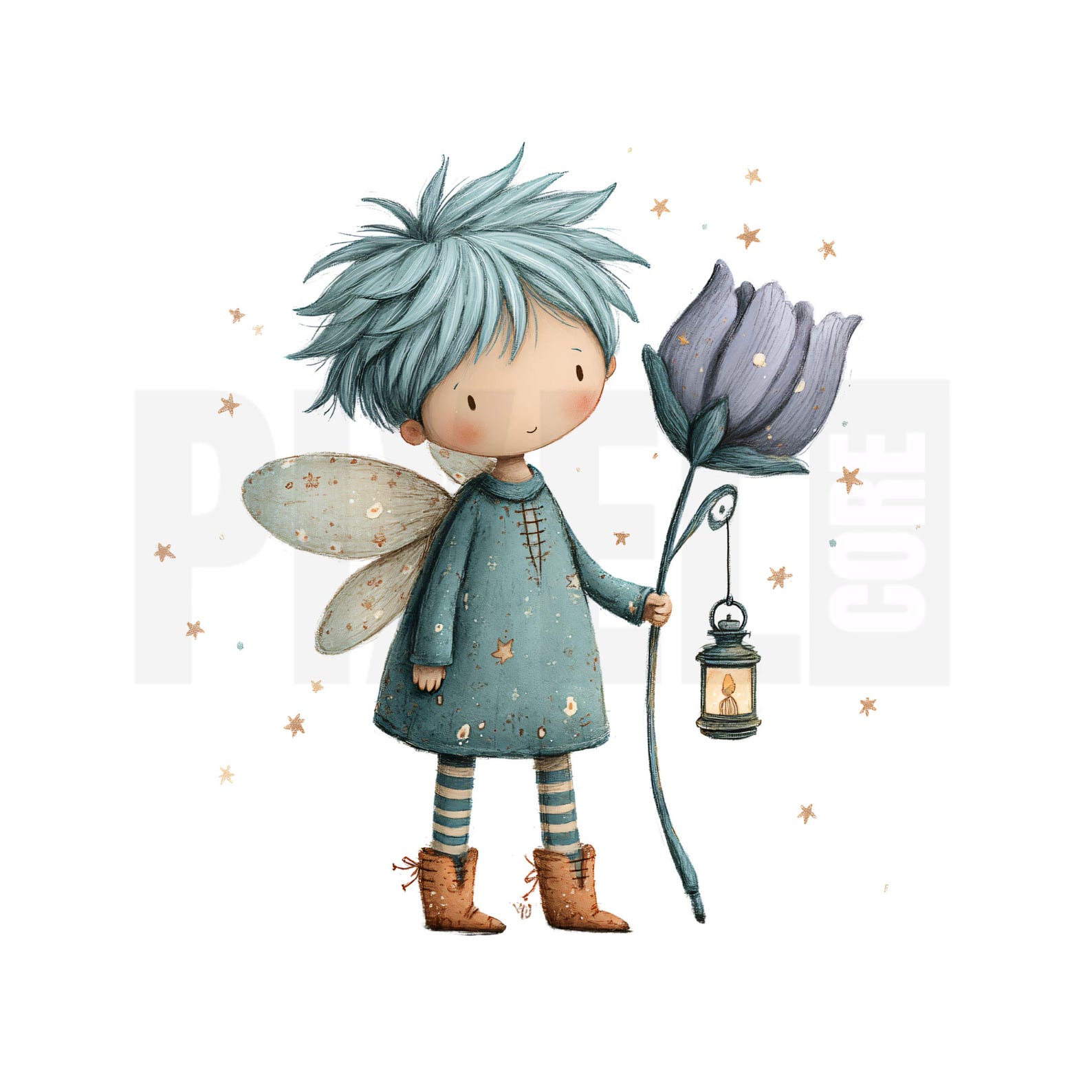 10 Whimsical Fairy Boy Clipart PNG. Woodland Magical Art, Storybook ...
