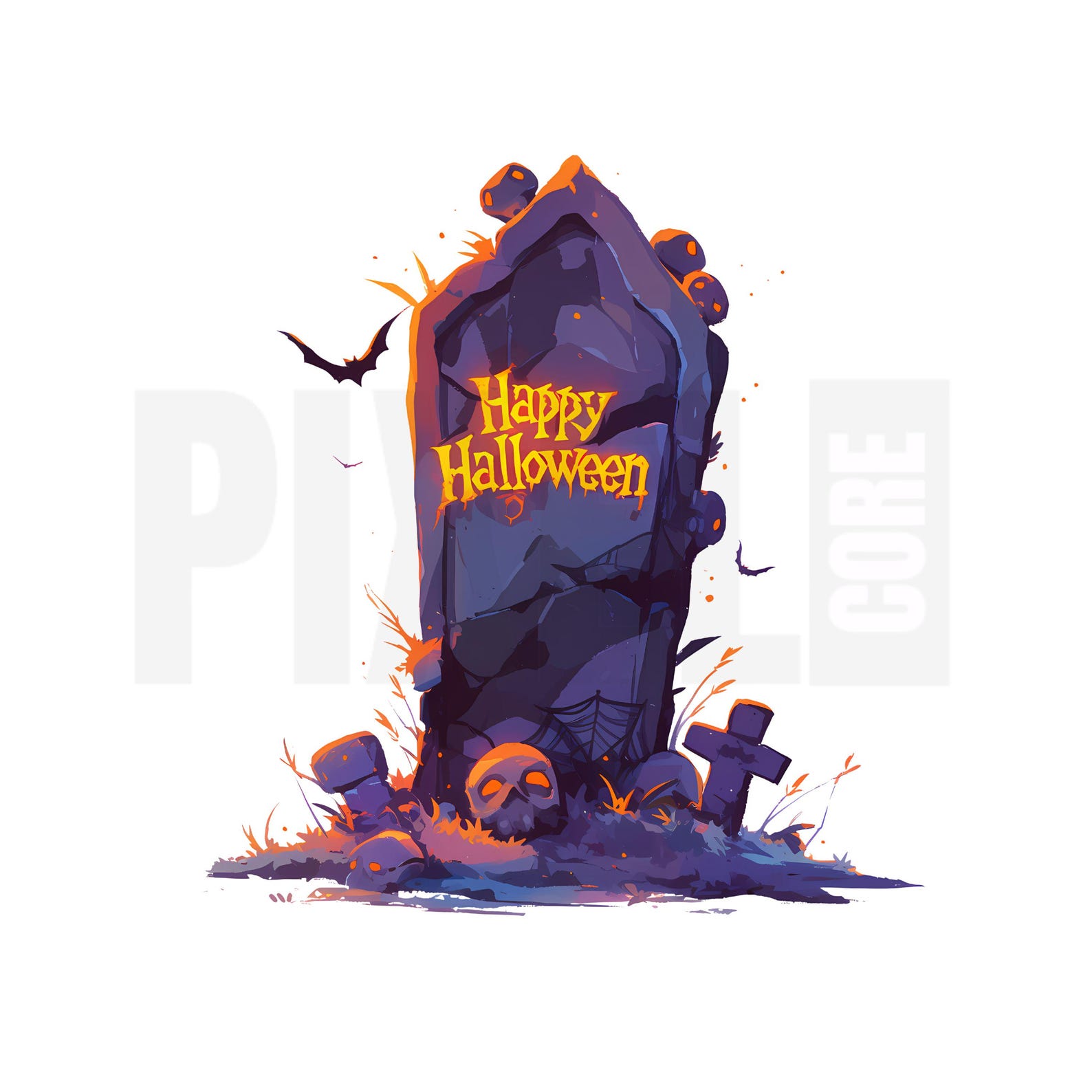 15 Spooky Halloween Tombstone Clipart, PNG, Gravestone Greetings, Trick ...