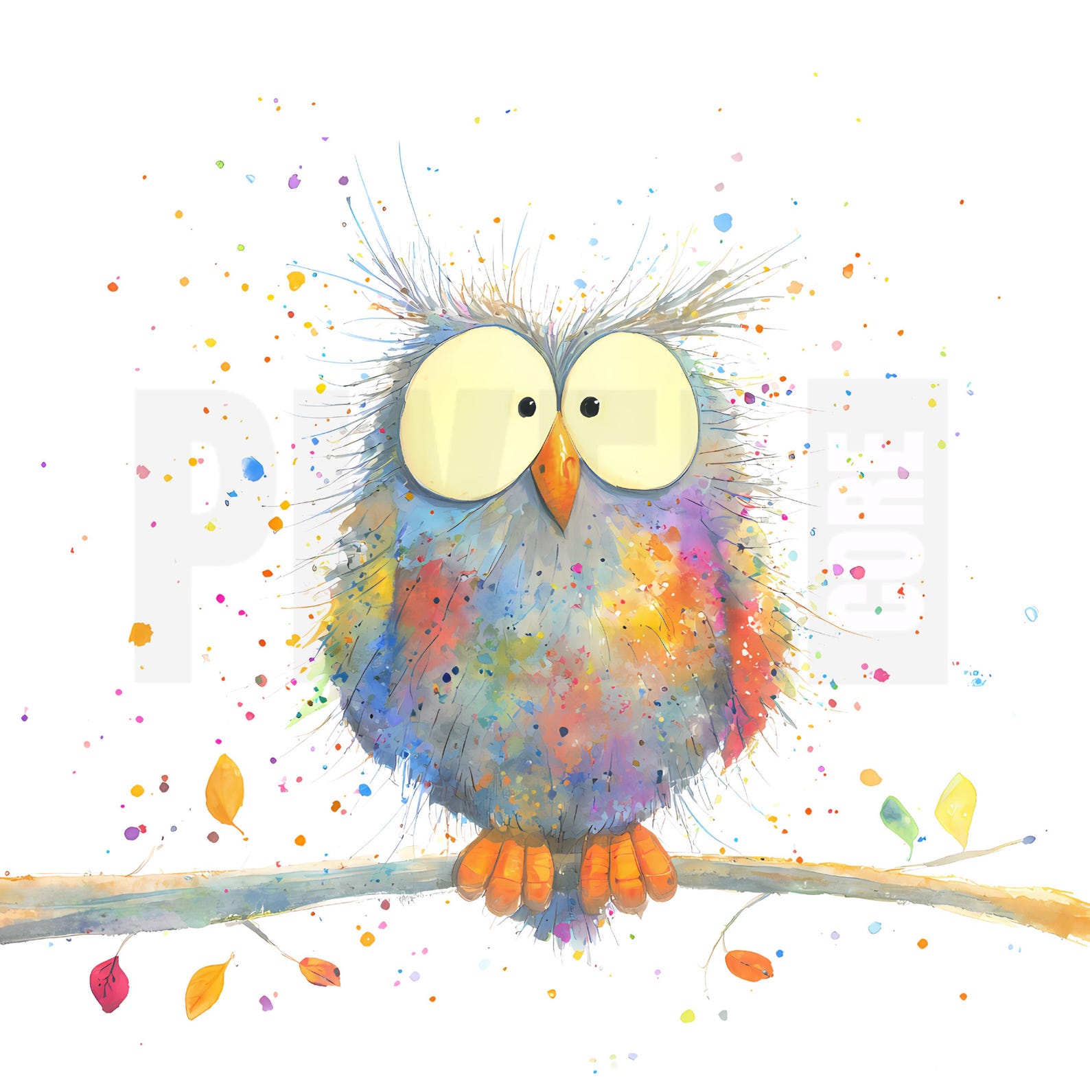 12 Whimsical Colorful Owl Clipart, PNG, Watercolor Storybook Style ...