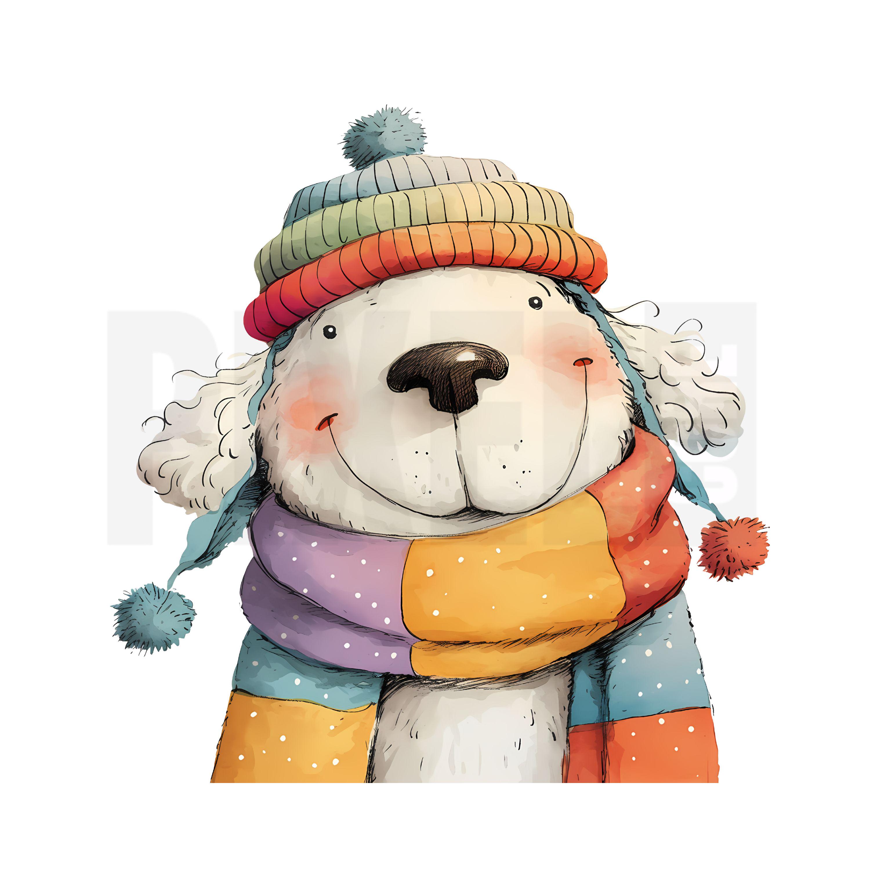 12 Quirky Winter Dog Clipart, PNG, Cozy Winter Holiday Puppy Art With ...