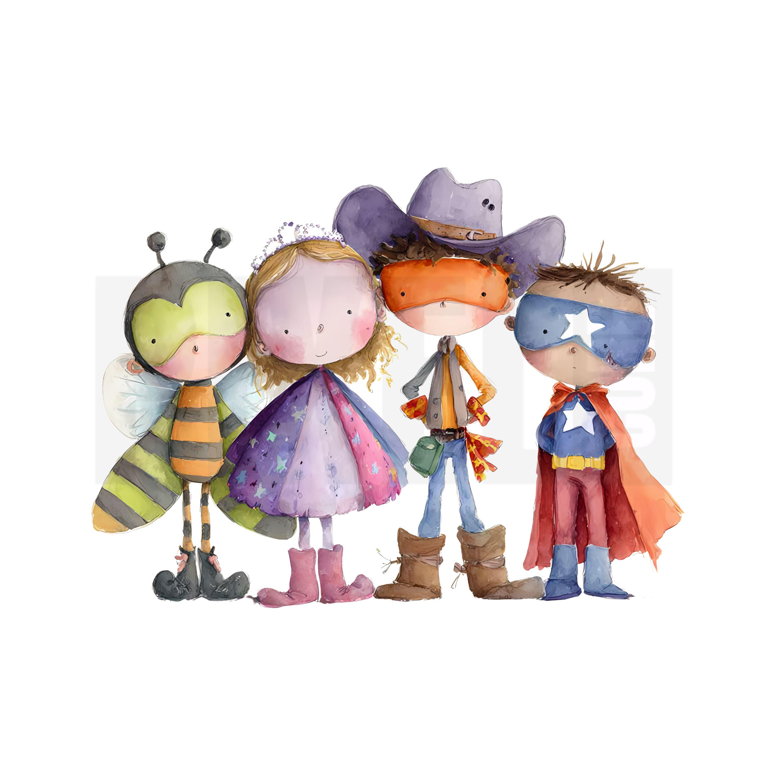 12 Quirky Halloween Kids Costumes Clipart, PNG, Trick or Treat ...