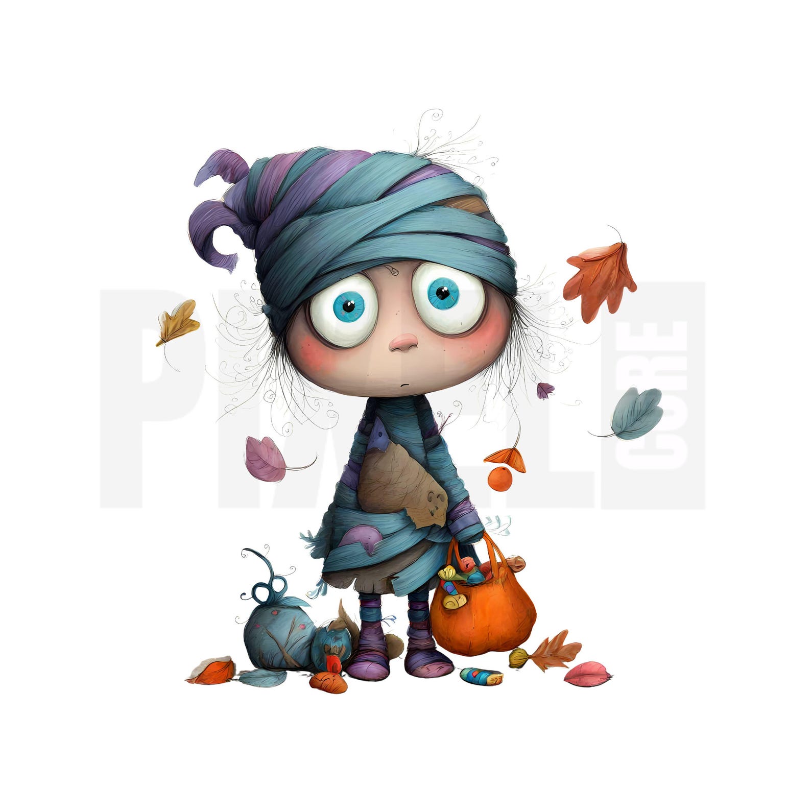 13 Quirky Halloween Mummy Clipart PNG, Cute Watercolor Whimsical Art ...