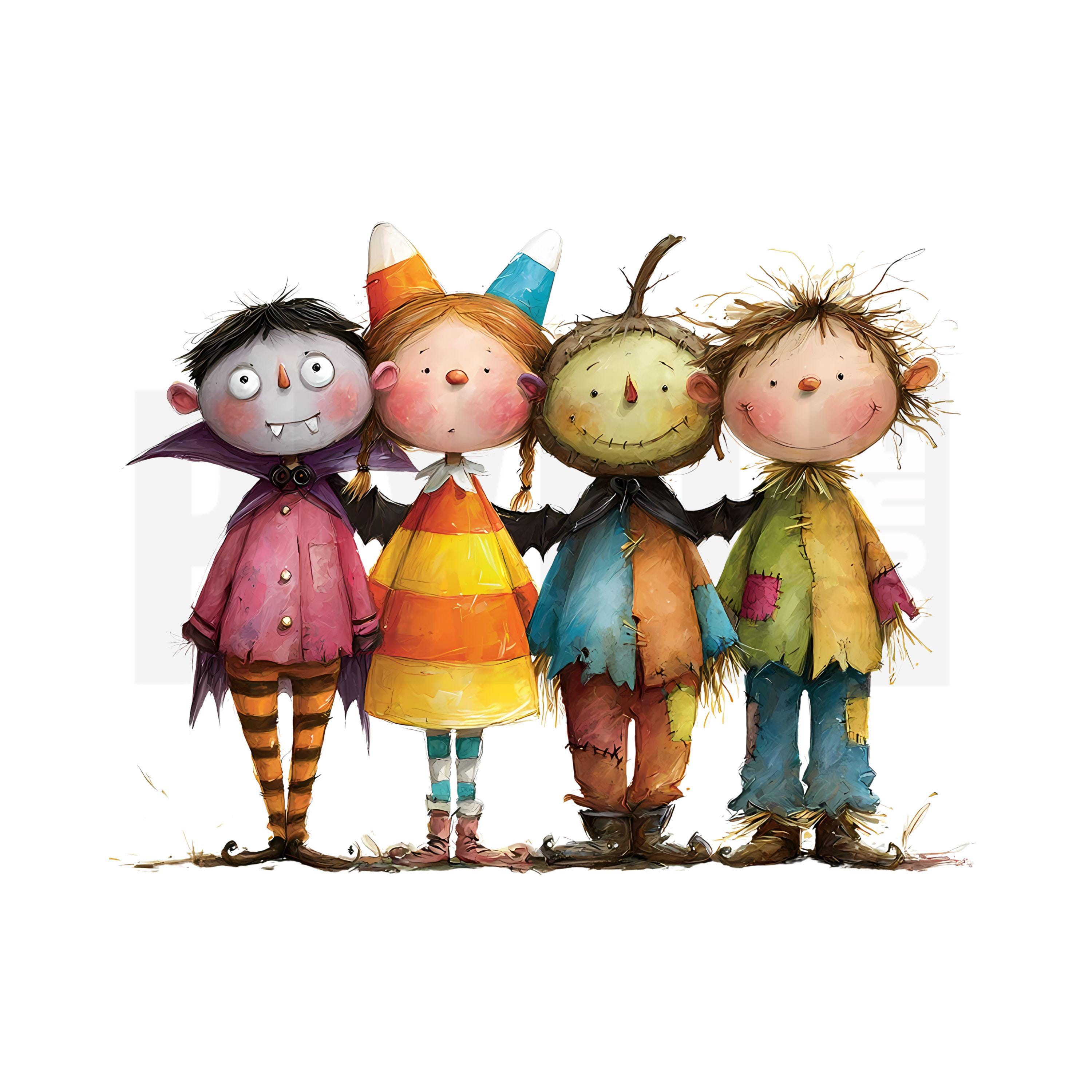 12 Quirky Halloween Kids Costumes Clipart, PNG, Trick or Treat ...