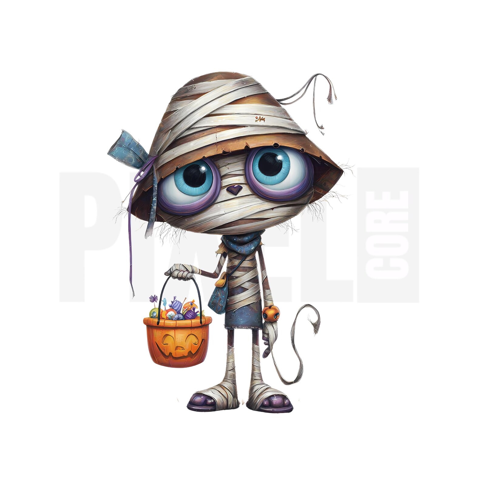 13 Quirky Halloween Mummy Clipart PNG, Cute Watercolor Whimsical Art ...