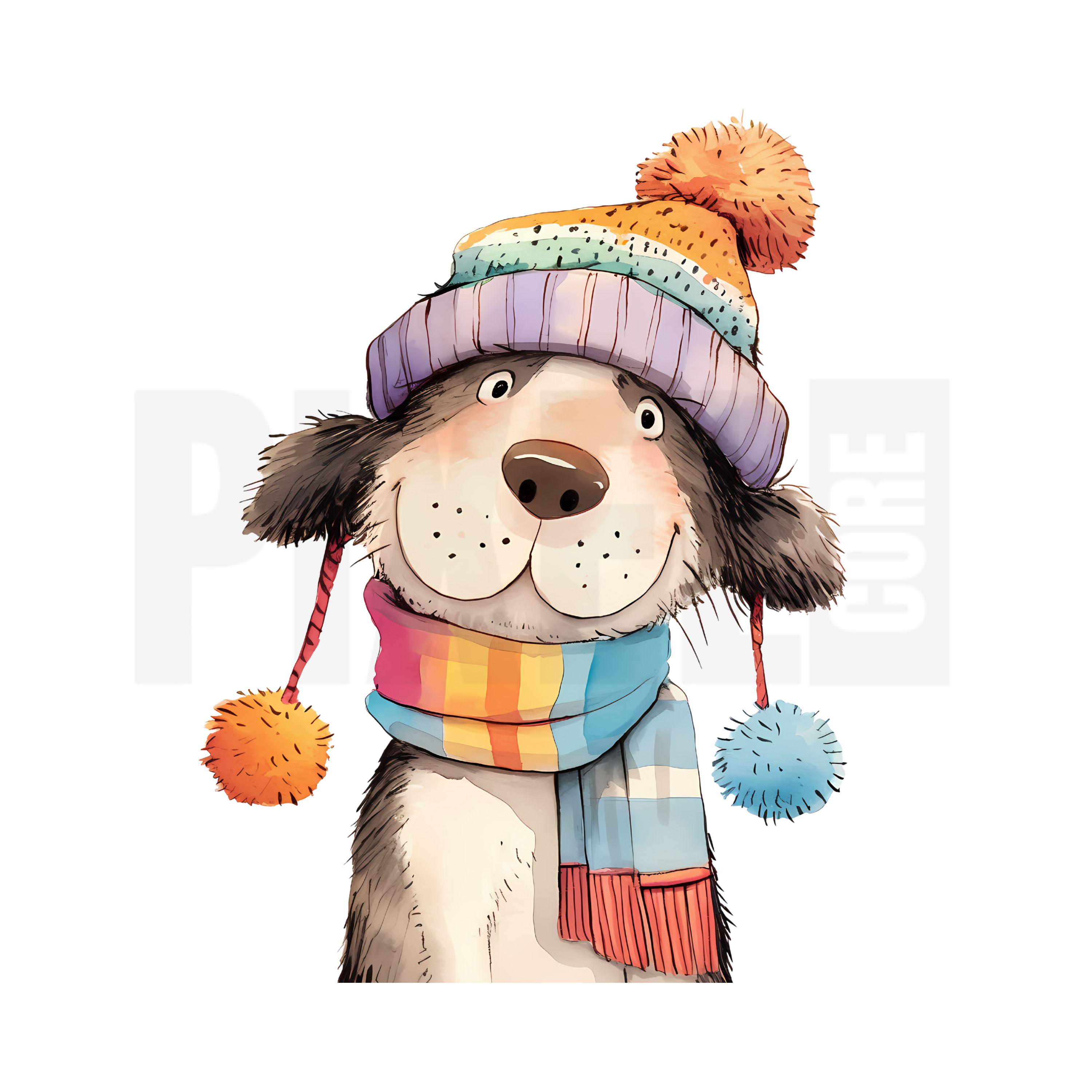 12 Quirky Winter Dog Clipart, PNG, Cozy Winter Holiday Puppy Art With ...