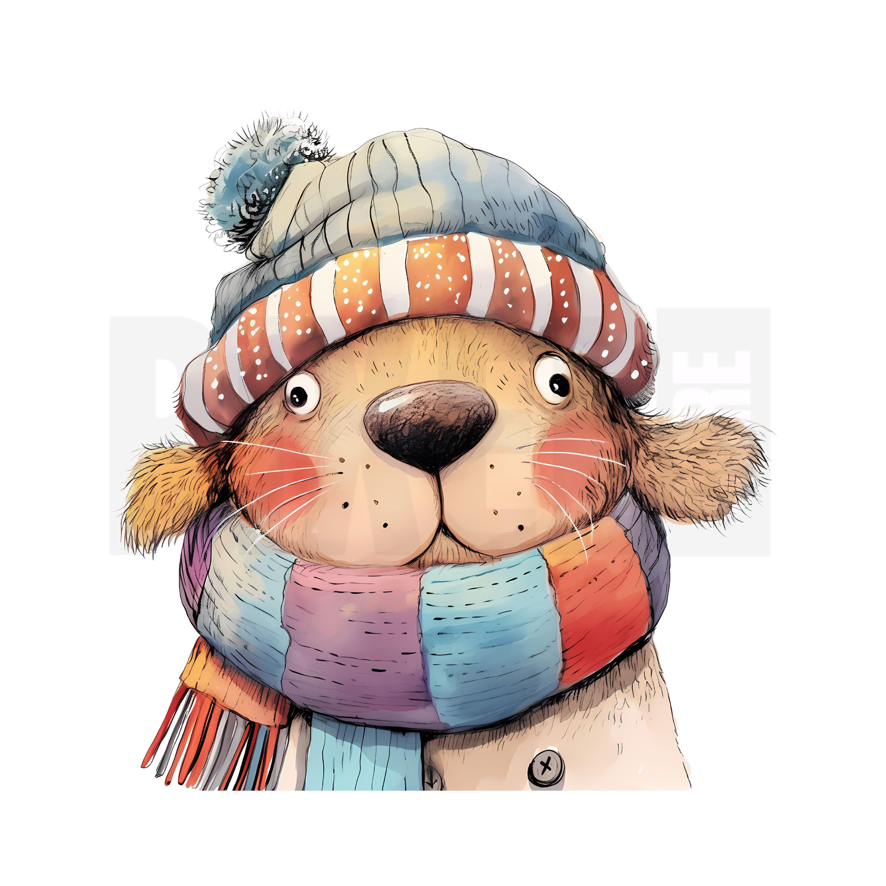 12 Quirky Winter Dog Clipart, PNG, Cozy Winter Holiday Puppy Art With ...