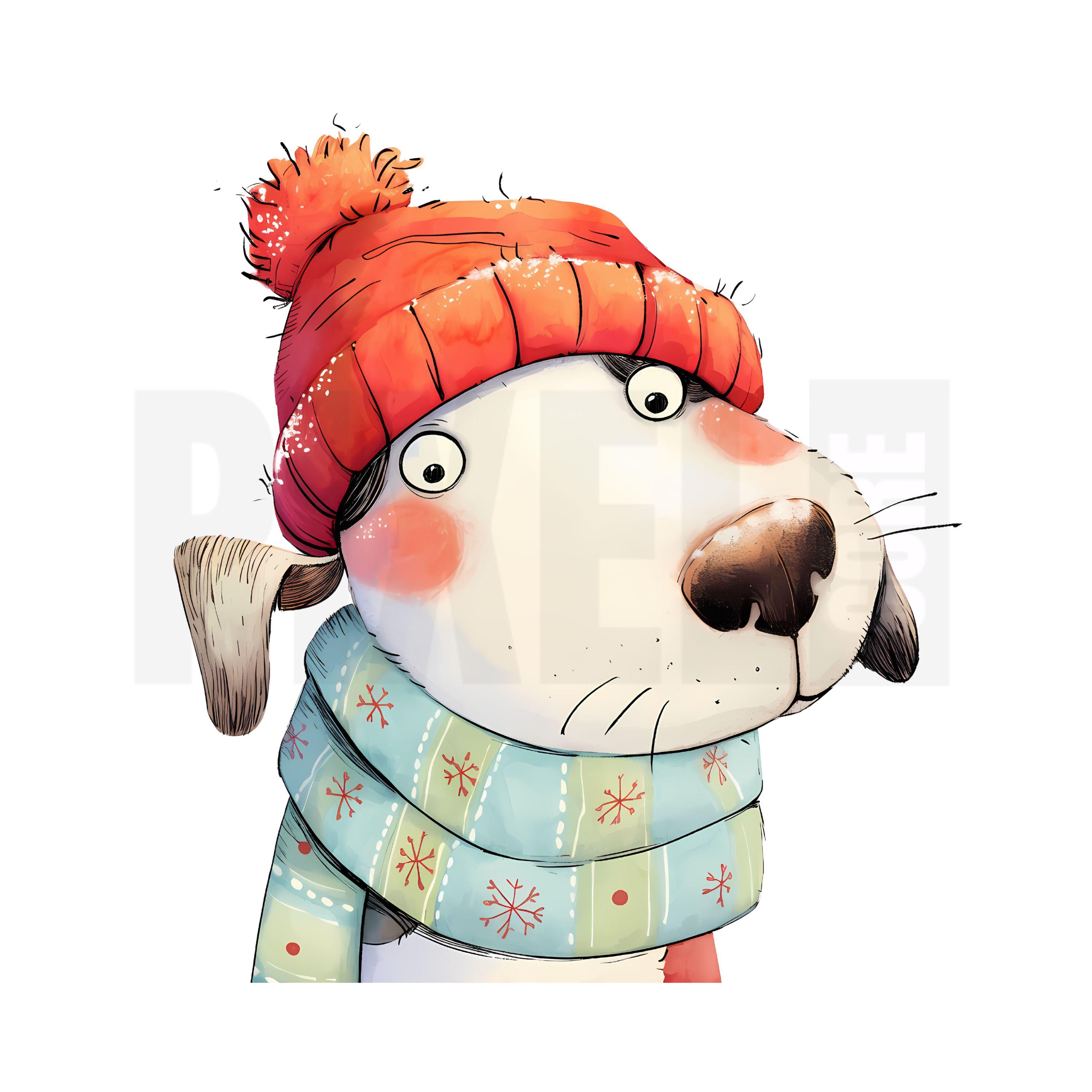 12 Quirky Winter Dog Clipart, PNG, Cozy Winter Holiday Puppy Art With ...