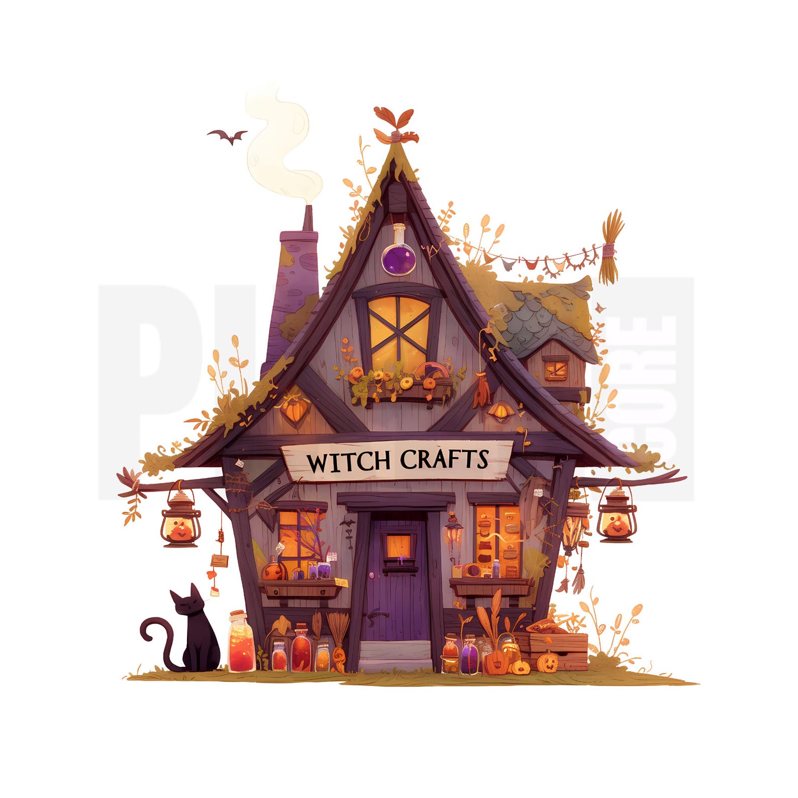 13 Whimsical Halloween Shop Clipart, PNG, Trick or Treats, Witch Crafts ...