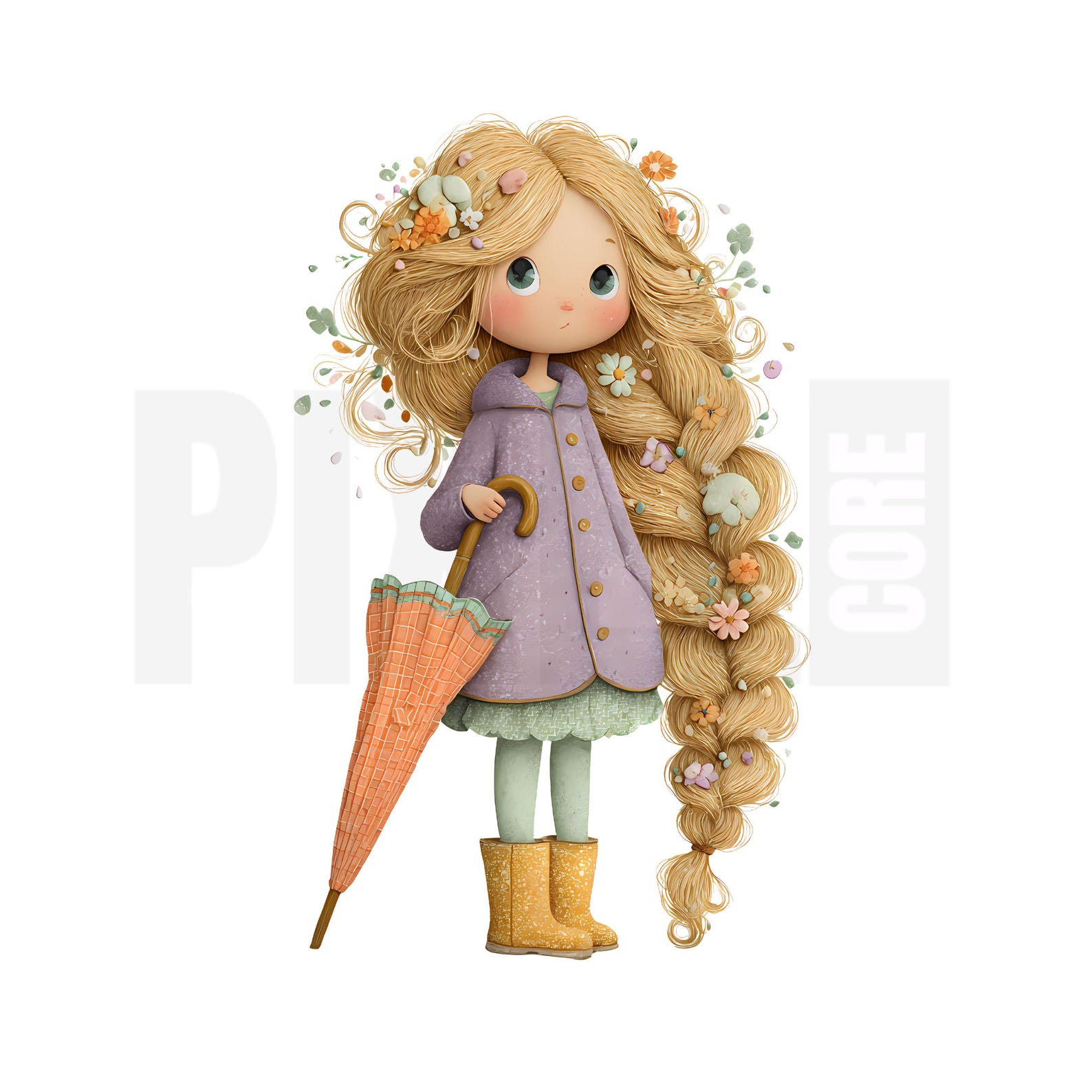 17 Whimsical Rainy Day Girl Clipart, PNG, Quirky Cartoon Girl With ...