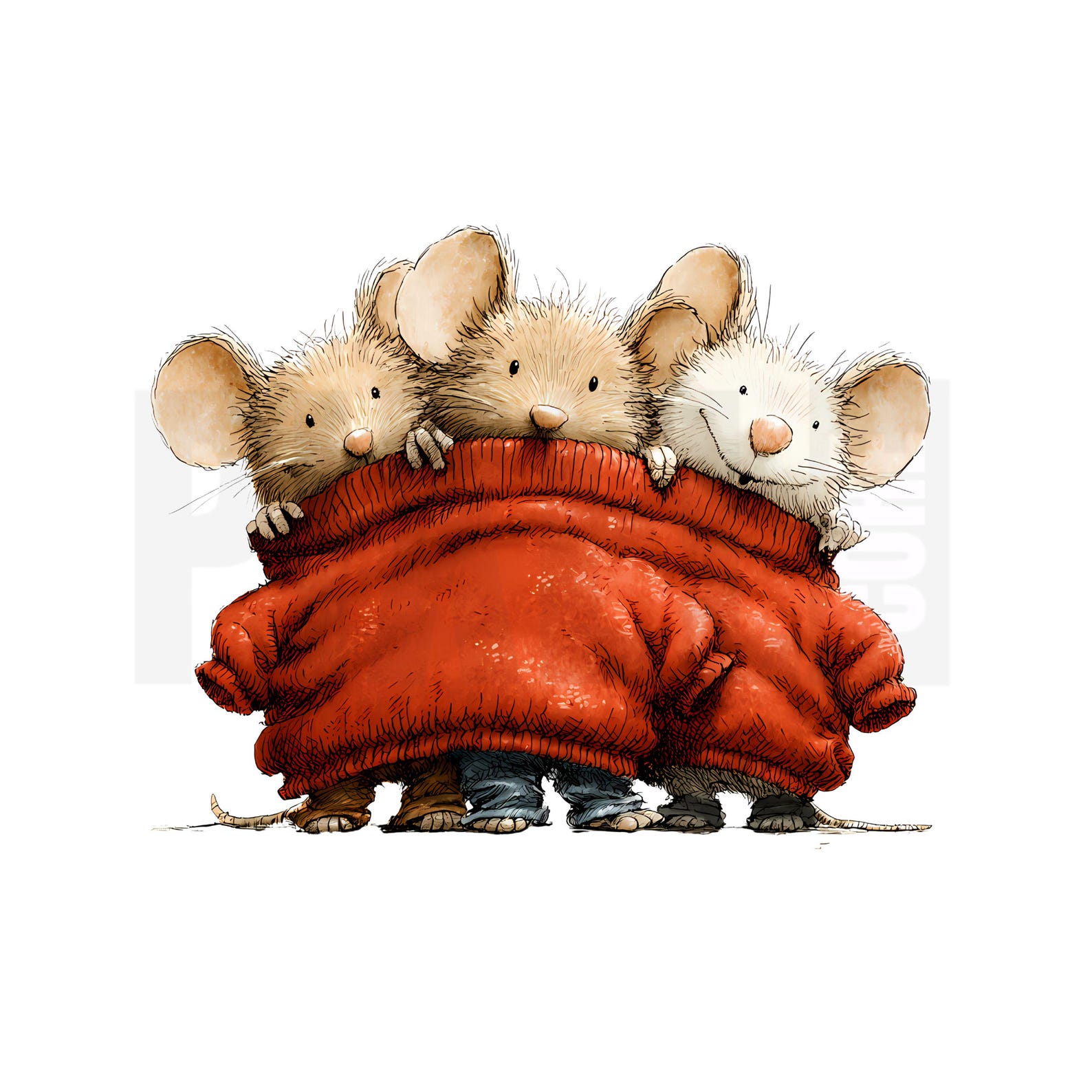12 Whimsical Christmas Mice Sweater Clipart, PNG, Holiday Mouse Trio ...