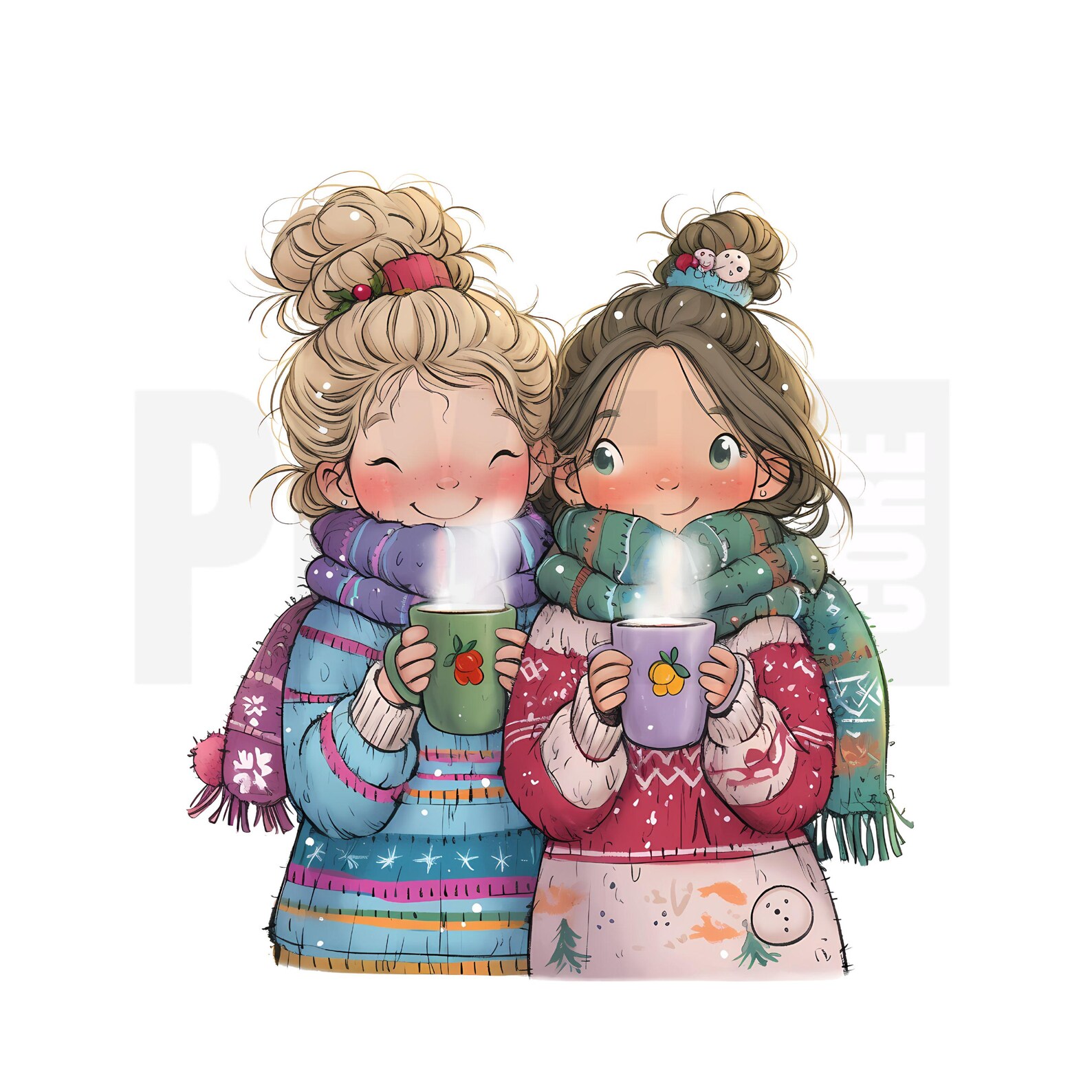 13 Cozy Best Friends Clipart, PNG, Quirky Winter Friends Whimsical Cozy ...