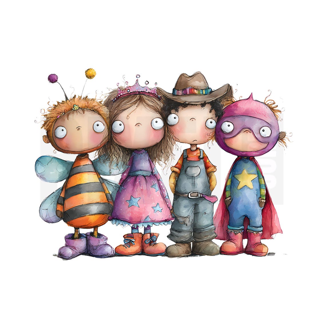 12 Quirky Halloween Kids Costumes Clipart, PNG, Trick or Treat ...