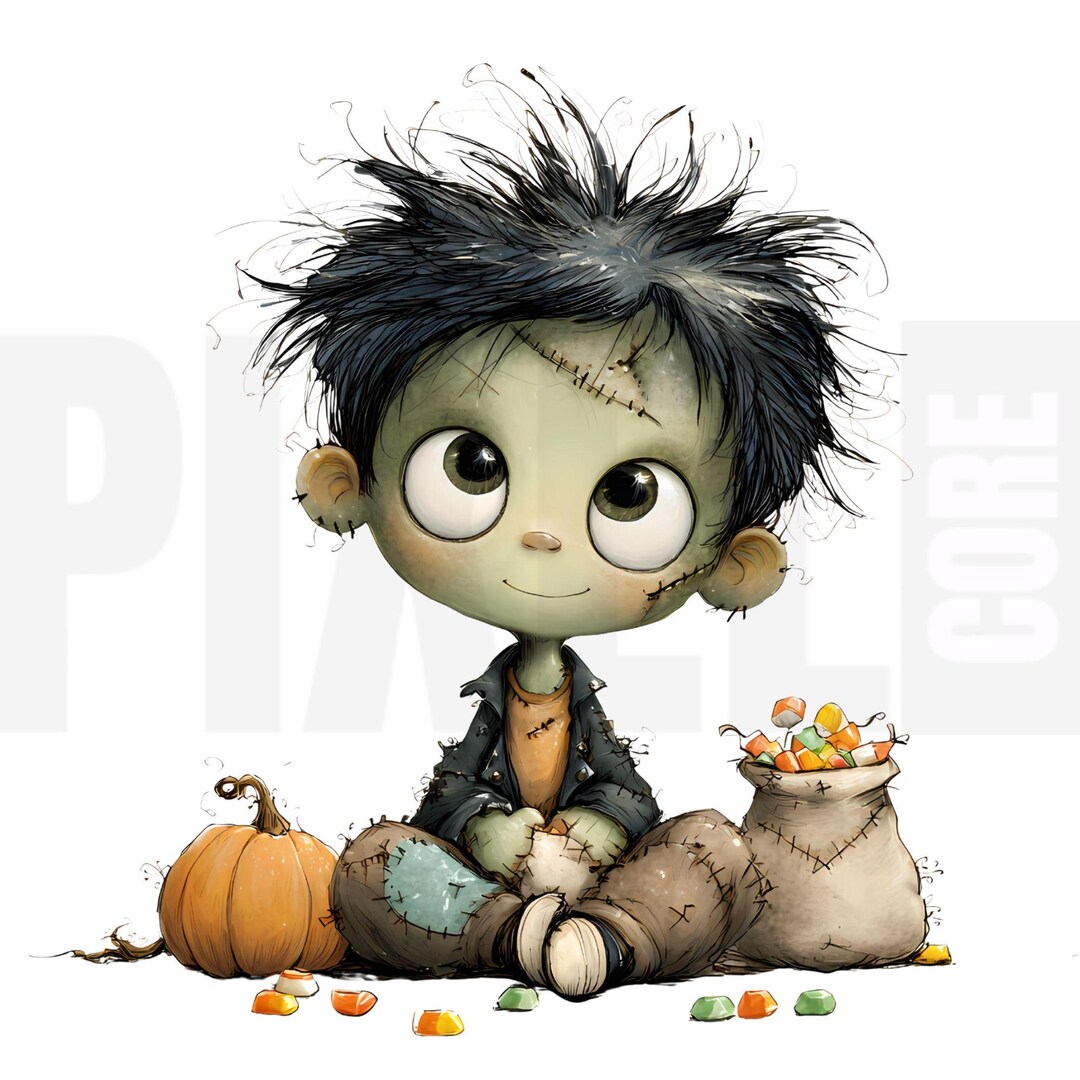 15 Quirky Frankenstein Halloween Clipart, PNG, Cartoon Frankenstein ...
