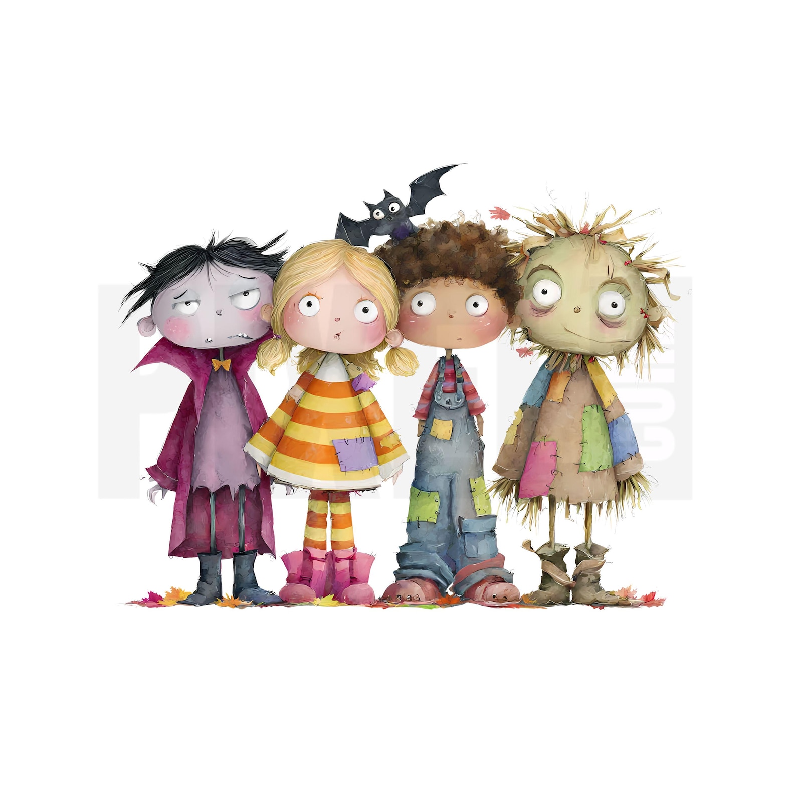 12 Quirky Halloween Kids Costumes Clipart, PNG, Trick or Treat ...