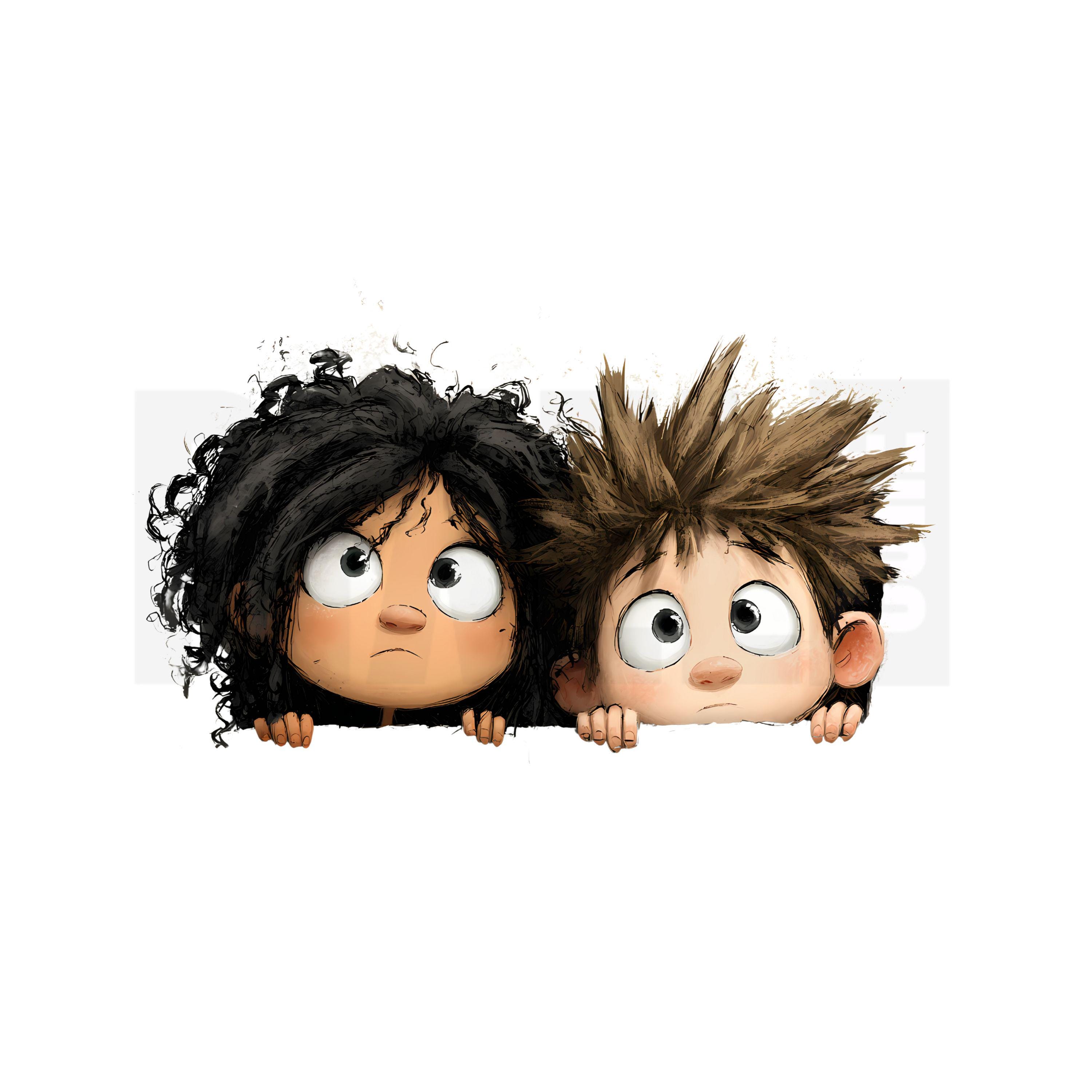13 Quirky Peeking Brother Sister Clipart, PNG. Cartoon Kids, Funny ...