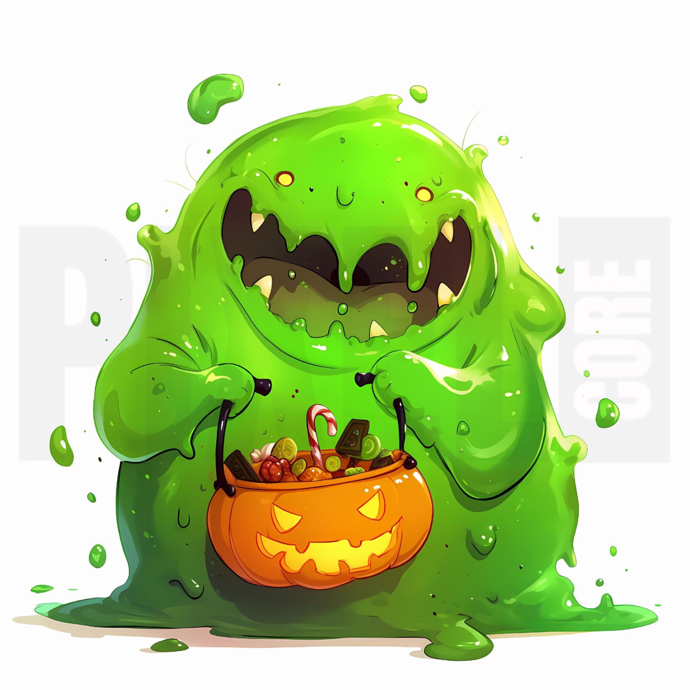 12 Quirky Green Gooey Monster Clipart, PNG, Slime Creature, Spooky ...