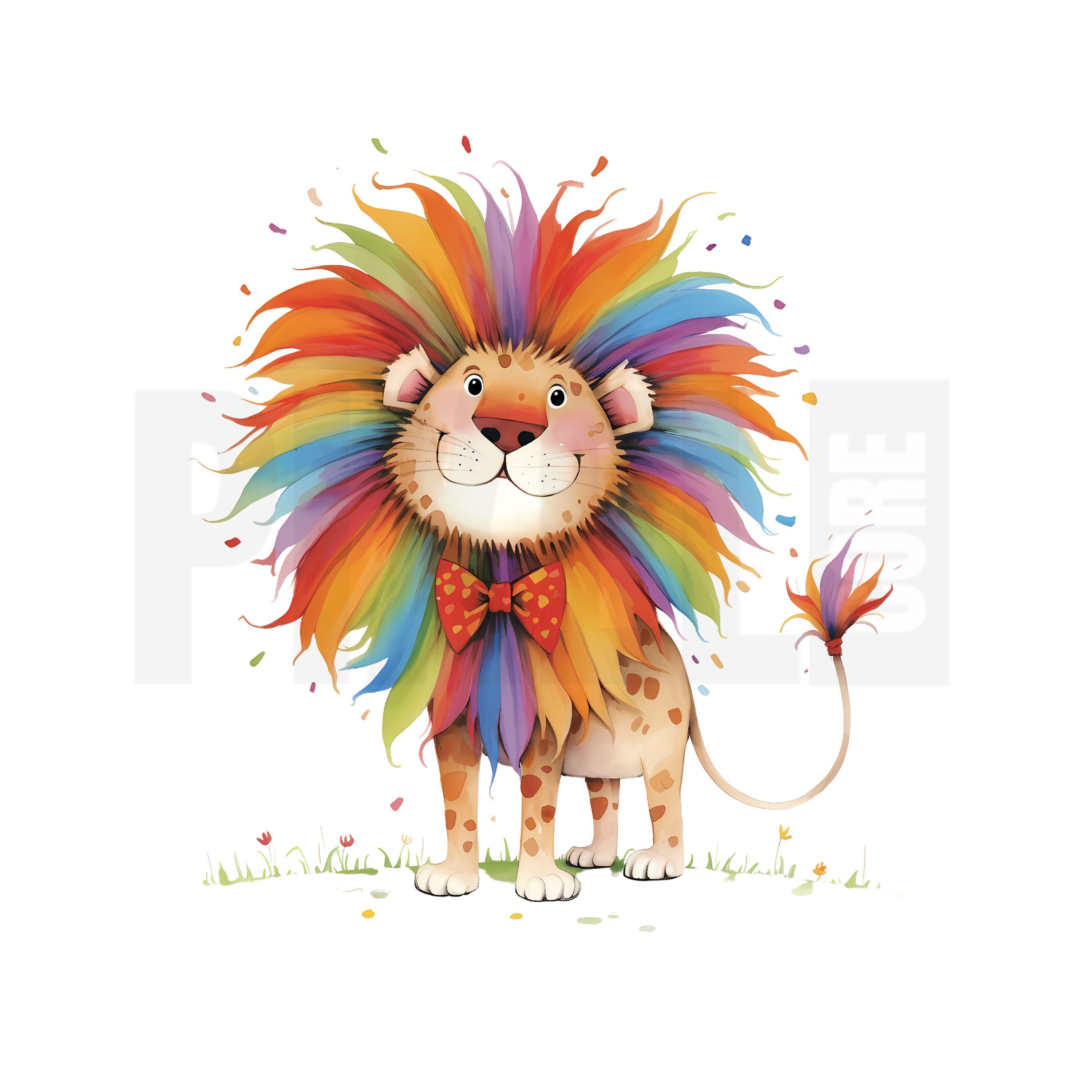 11 Quirky Lion Clipart, PNG, Rainbow Mane Cute Cartoon Illustration ...