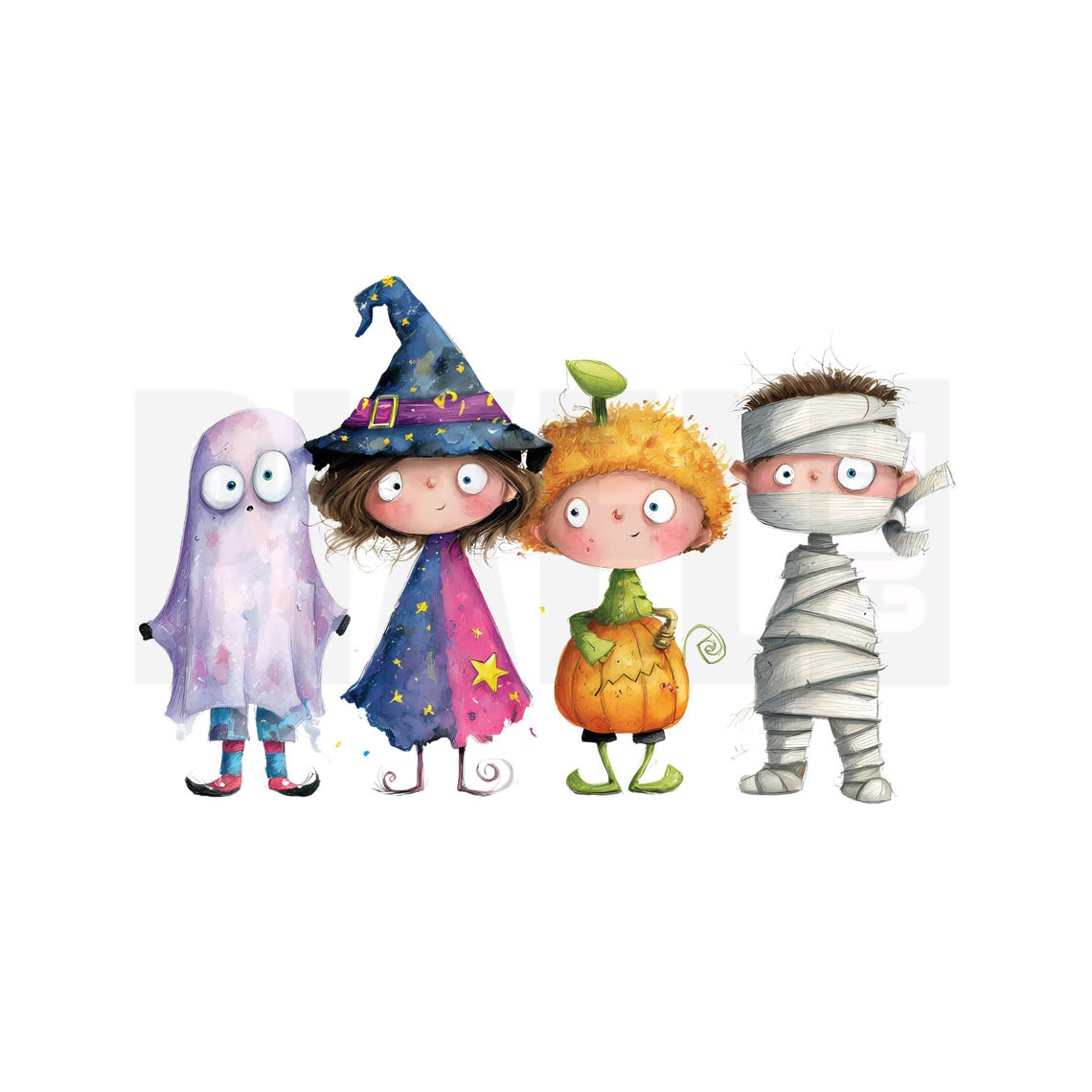 12 Quirky Halloween Kids Costumes Clipart, PNG, Trick or Treat ...