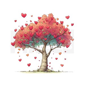 12 Quirky Valentine Heart Tree Clipart, PNG, Whimsical Heart Leaf Tree ...