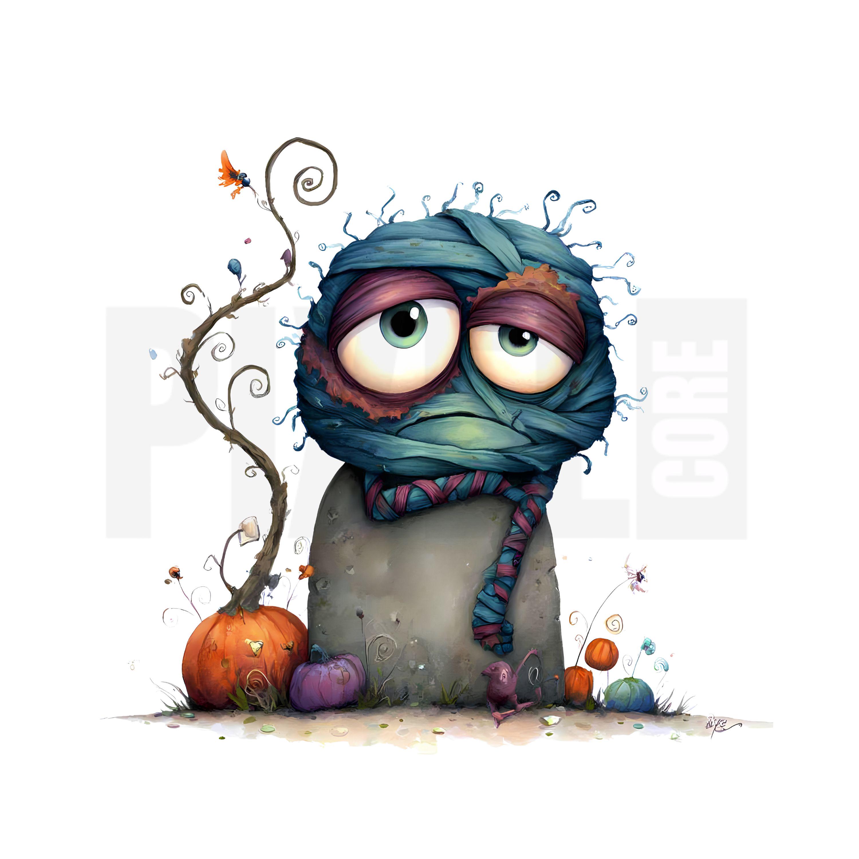13 Quirky Halloween Mummy Clipart PNG, Cute Watercolor Whimsical Art ...
