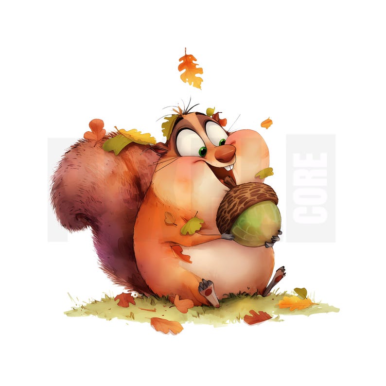 10 Quirky Autumn Squirrel Clipart, PNG, Cute Fall Storybook Animal ...