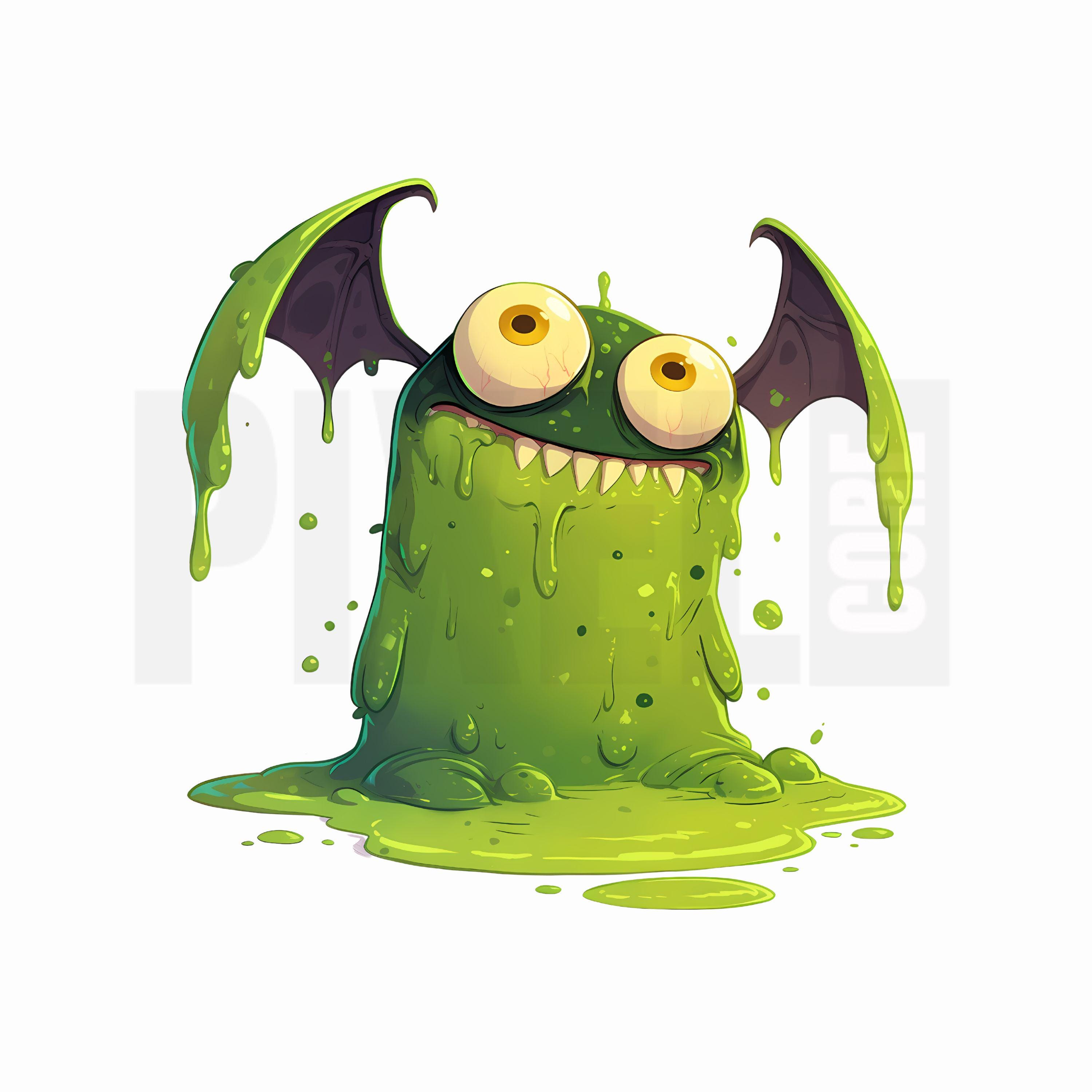 12 Quirky Green Gooey Monster Clipart, PNG, Slime Creature, Spooky ...