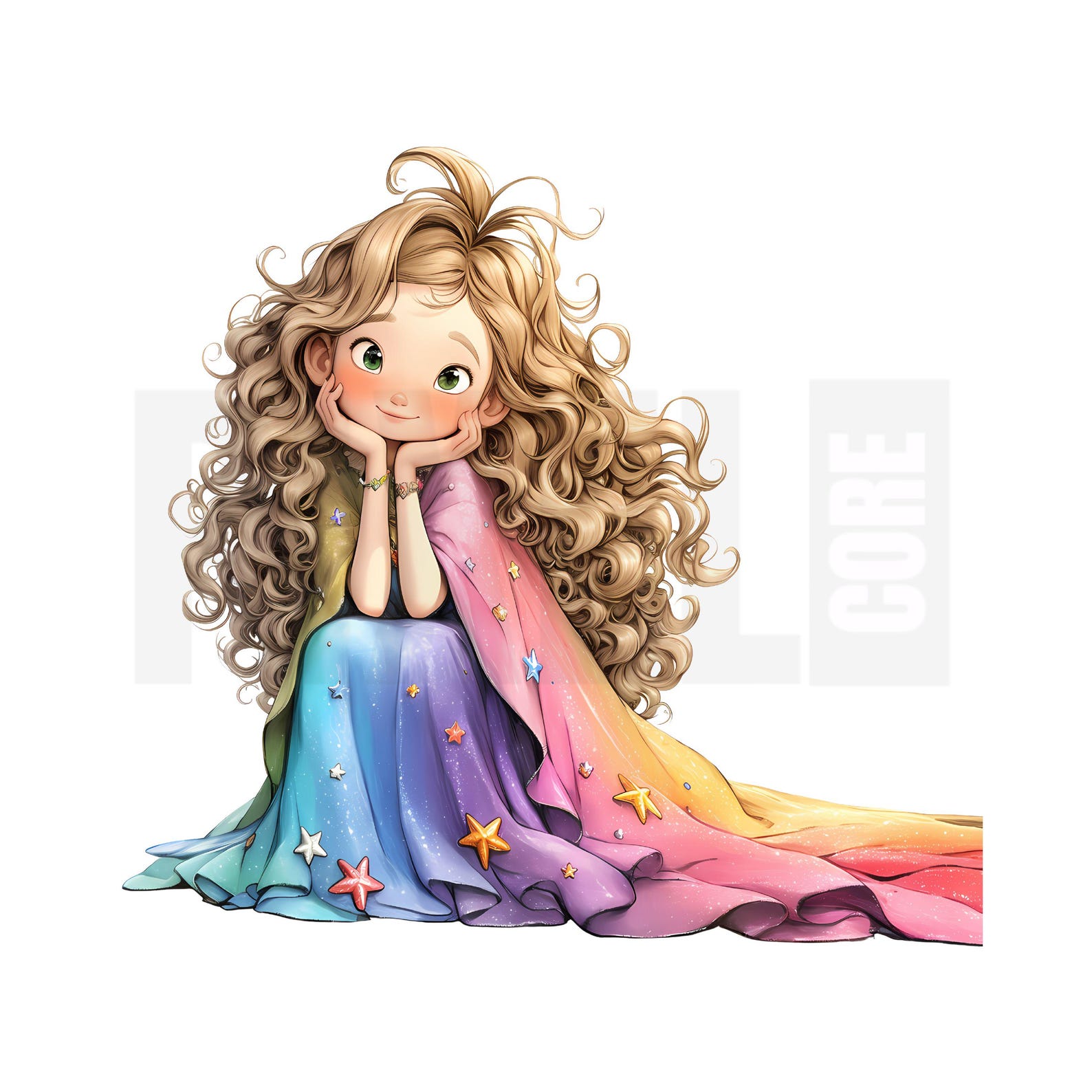 14 Quirky Rainbow Princess Clipart PNG, Cartoon Princess Illustration ...